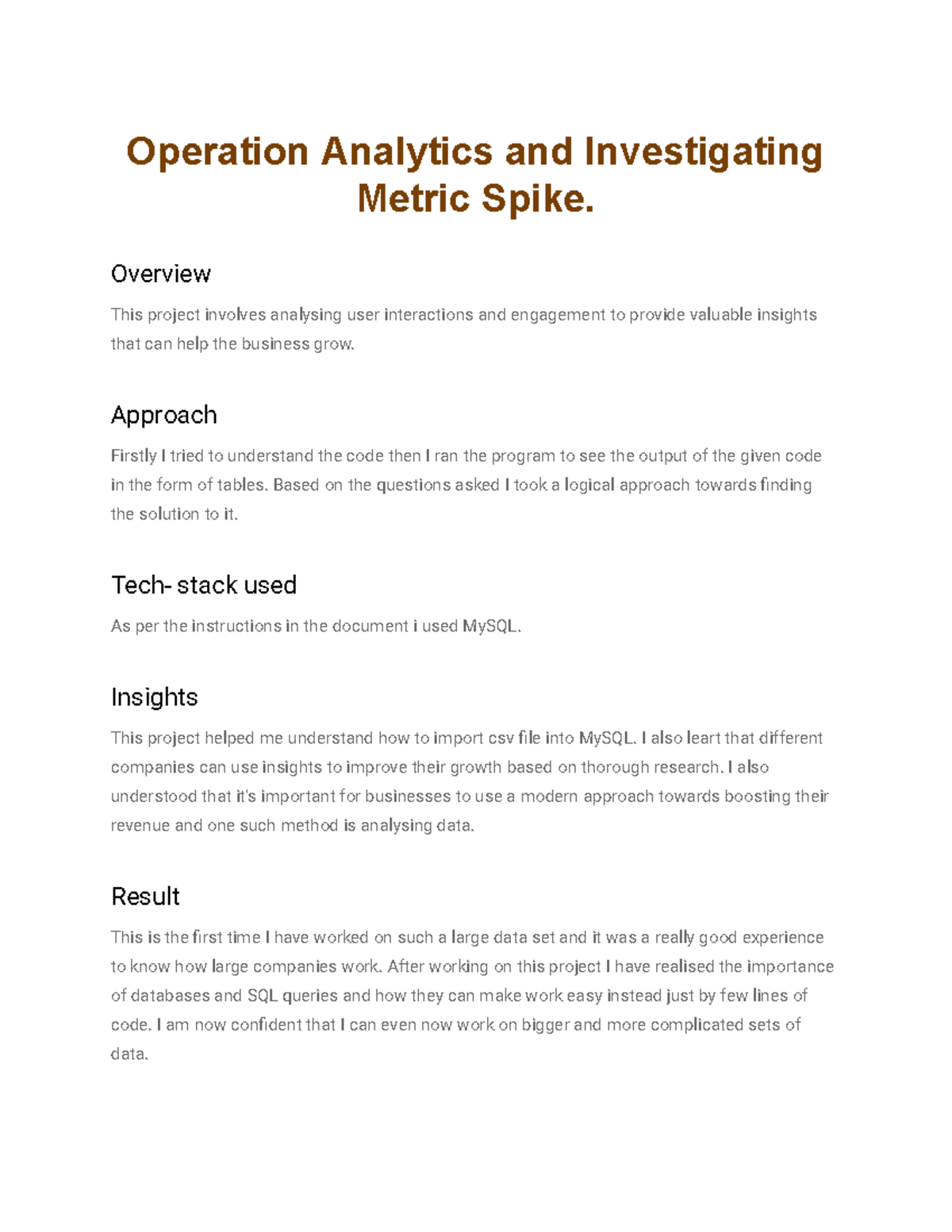 Report 3 Instagram Metric Analysis Operation Analytics And