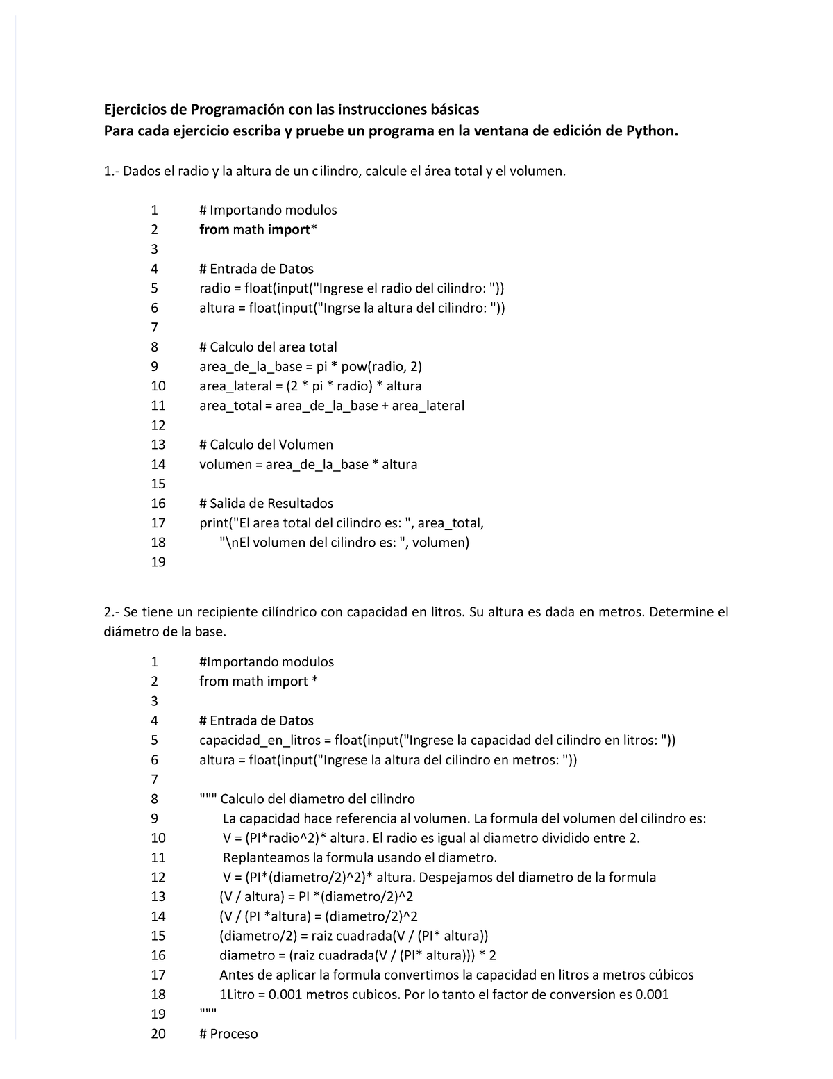 Pdf-ejercicios-python compress - Ejercicios de Programación con las instrucciones ...
