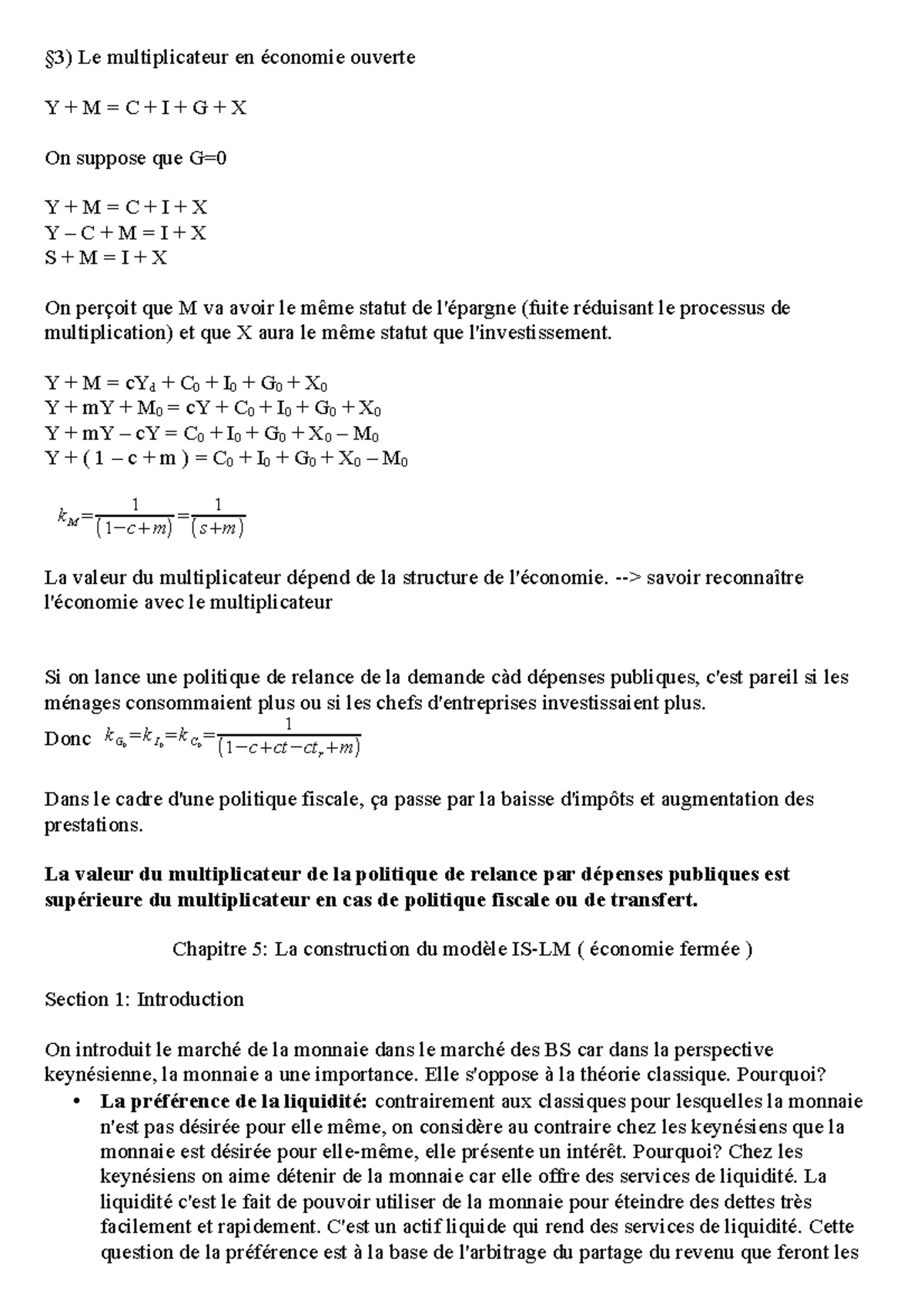 Cours du 24.11 macro - Lecture notes 2 - §3) Le multiplicateur en ...