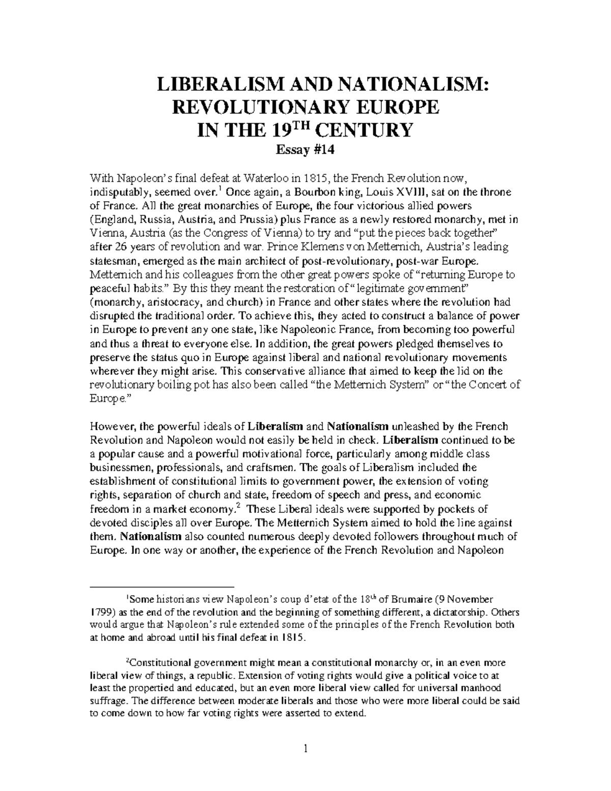 14 Liberalism AND Nationalism - LIBERALISM AND NATIONALISM ...