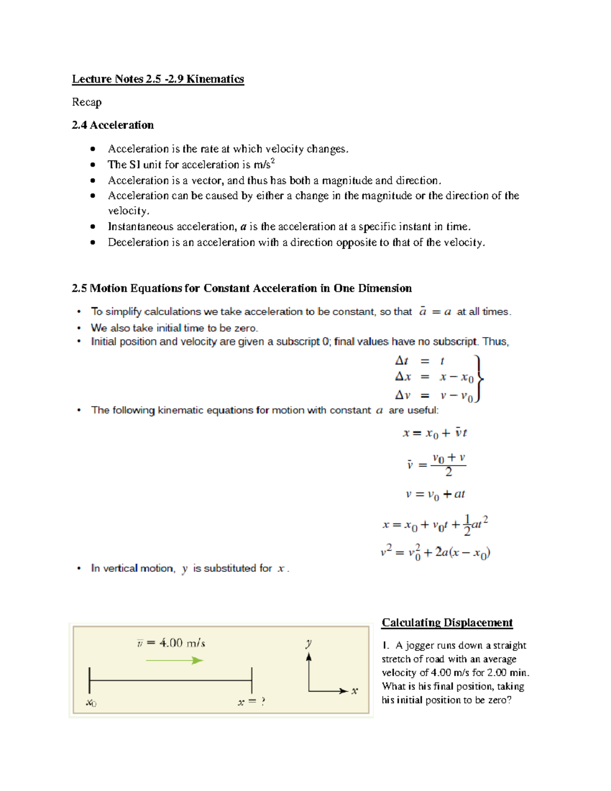 Lecture Notes Kinematics Lecture Notes 2 2 Kinematics Recap 2 Acceleration Acceleration Is