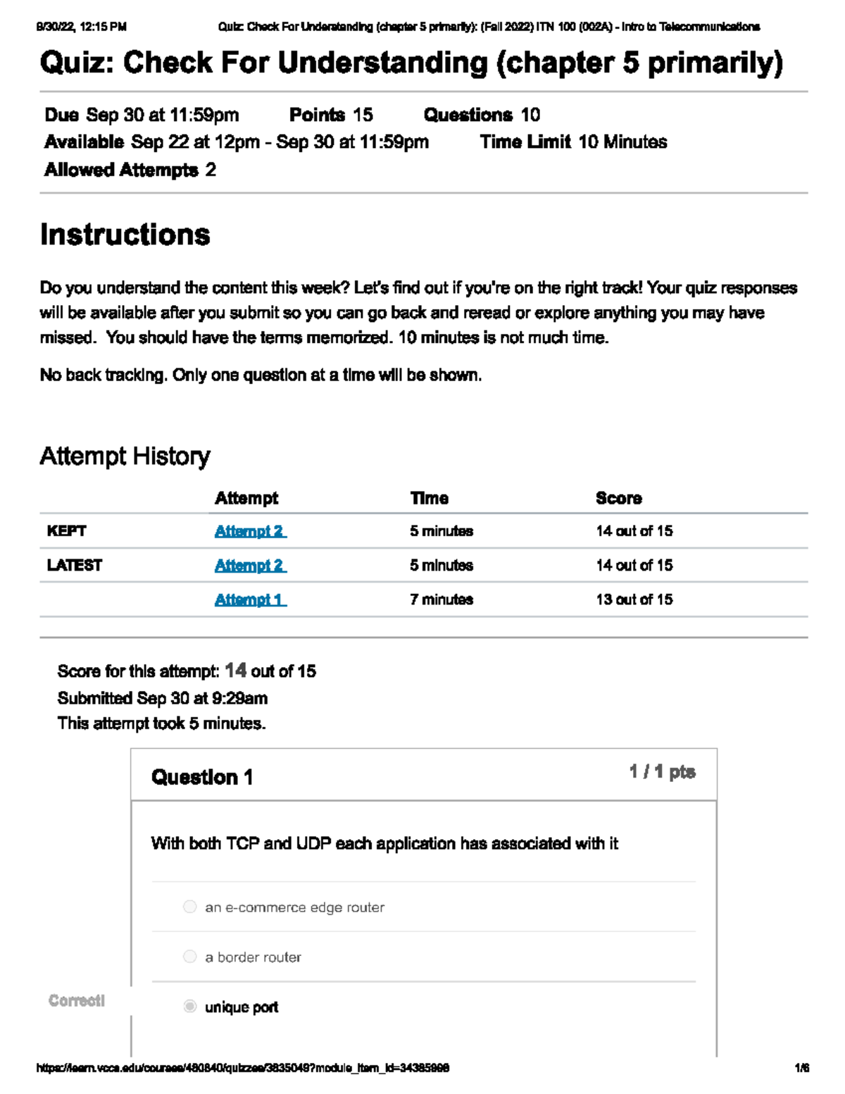 Quiz to check for understanding chapter 5 - ITN 100 - Studocu