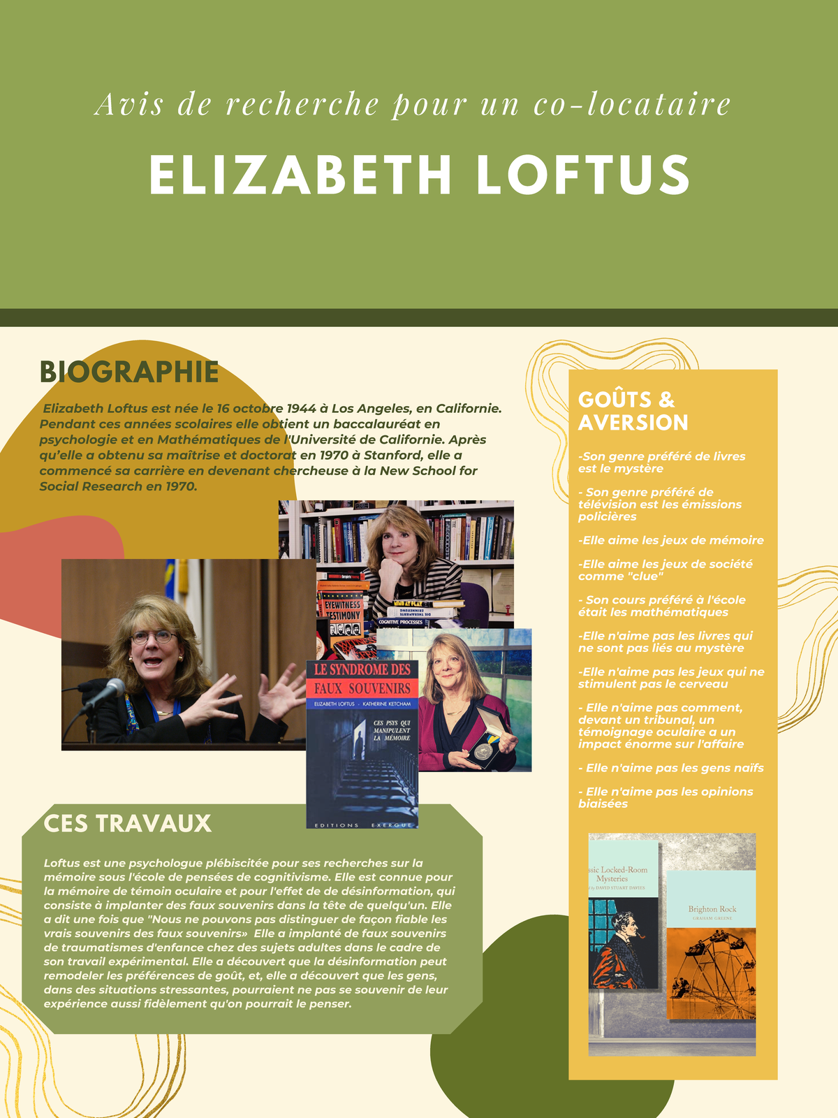 Elizabeth Loftus - Project - A v i s d e r e c h e r c h e p o u r u n c o - l o c a t a i r e E ...