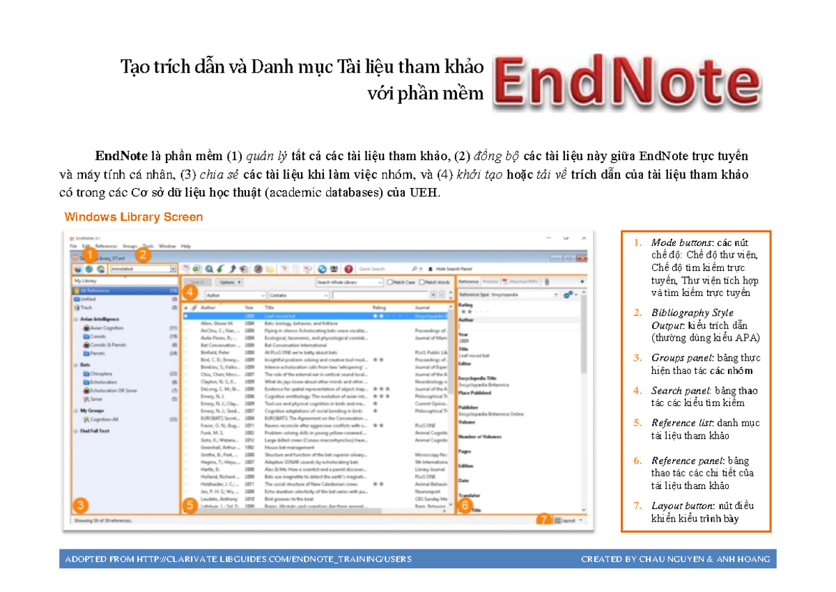 KHDL - ADOPTED FROM HTTP:CLARIVATE.LIBGUIDES/ENDNOTE_TRAINING/USERS CREATED BY CHAU NGUYEN & ANH ...