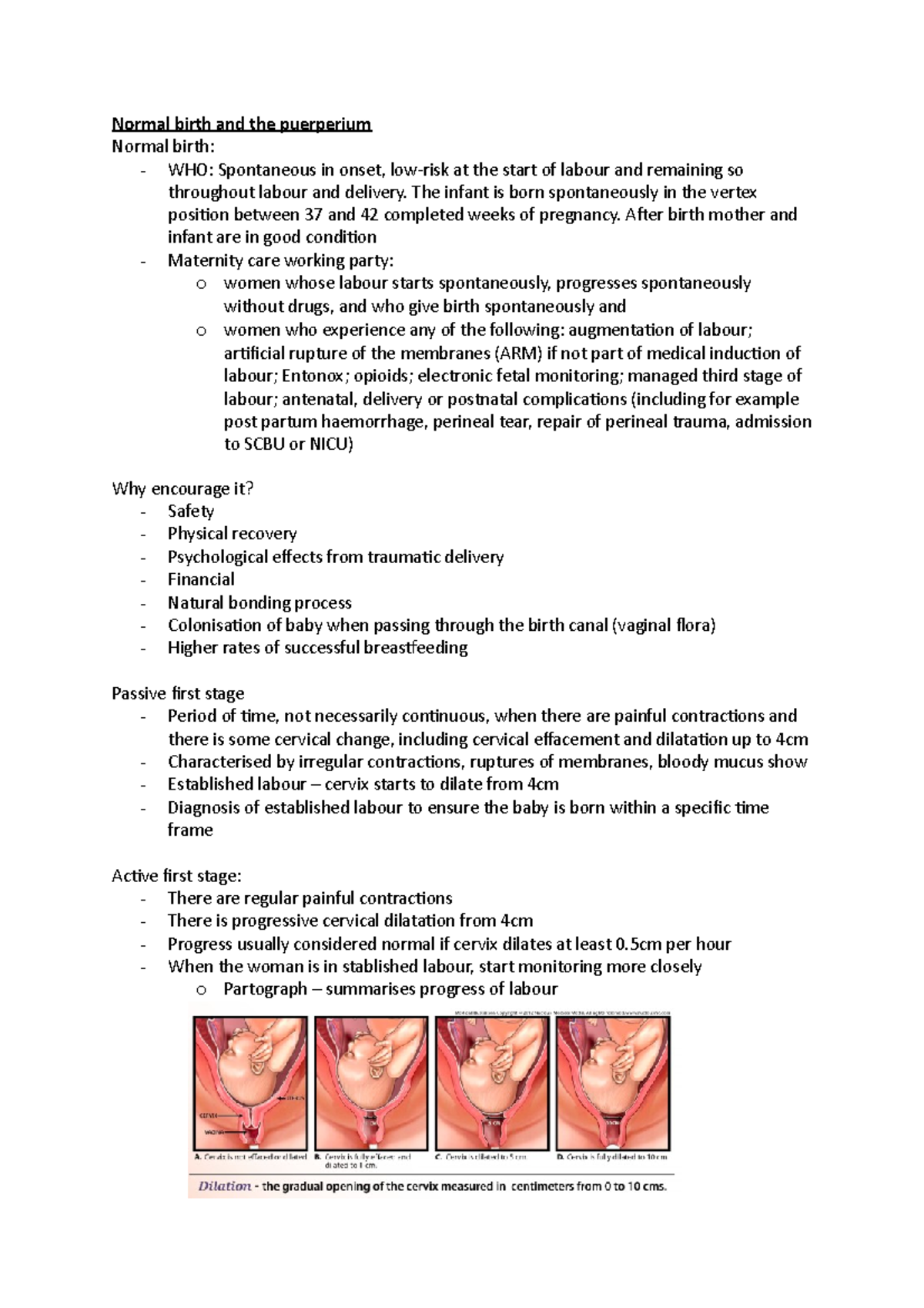 Human Development W4 Normal birth and the puerperium - Normal birth and ...