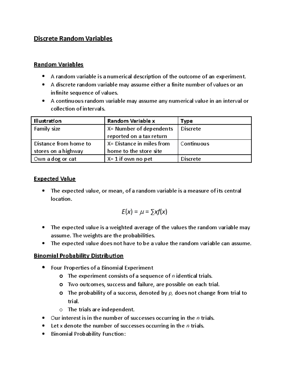Discrete Random Variables Business Statistics Discrete Random Variables Random Variables A