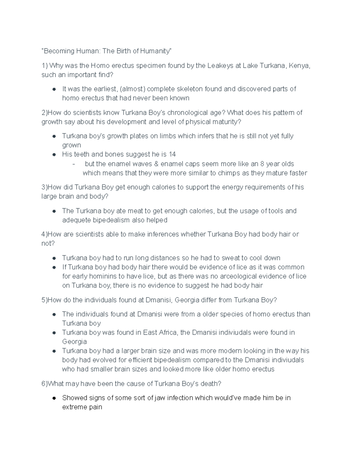 “Becoming Human The Birth of Humanity” - Studocu