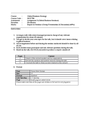 Assignment 1 MGT786 Global Strategic Management - - Studocu