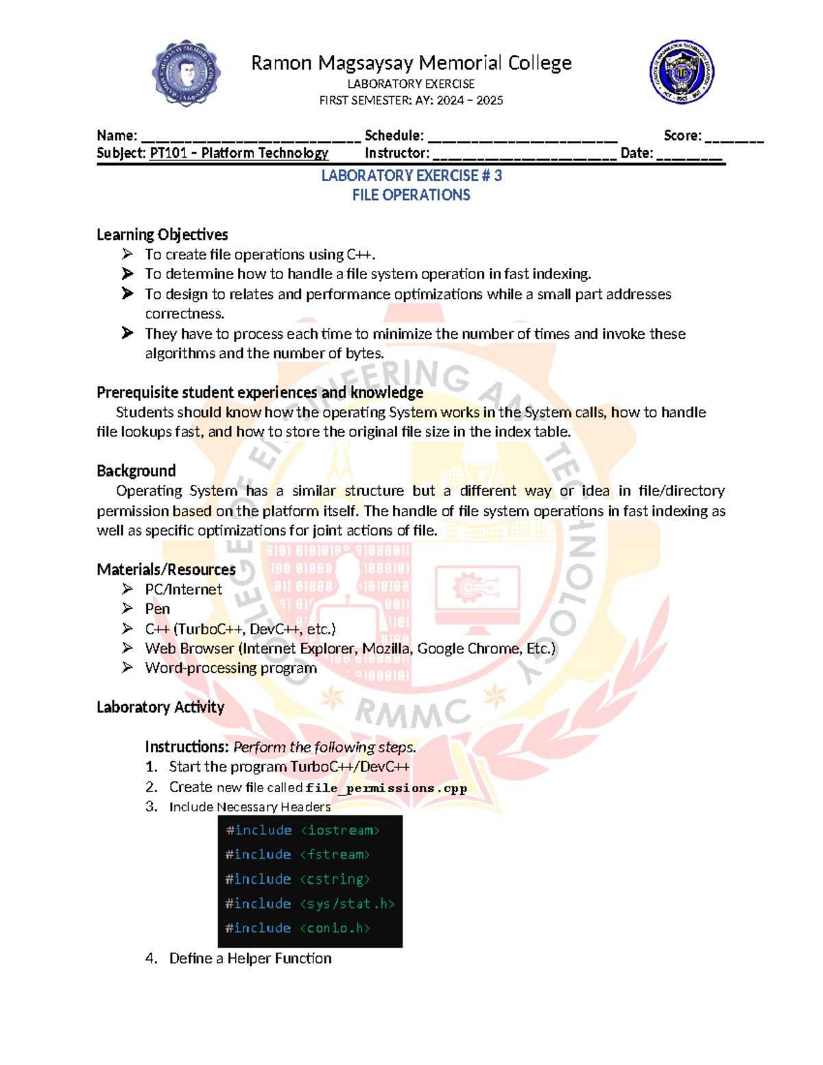 Laboratory Exercise 3 PT Lirazan - LABORATORY EXERCISE FIRST SEMESTER ...