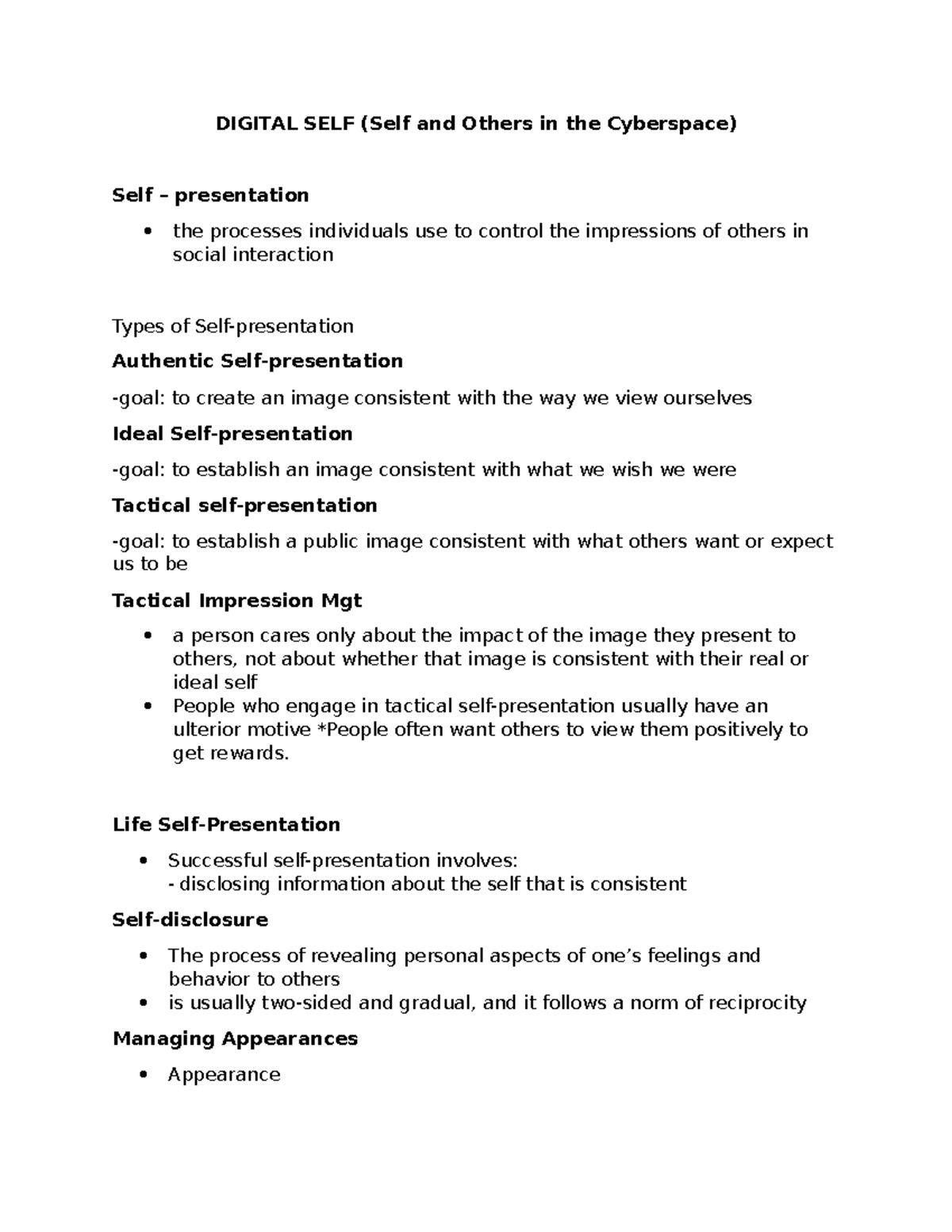 Digital self - The processes individuals use to control the impressions ...