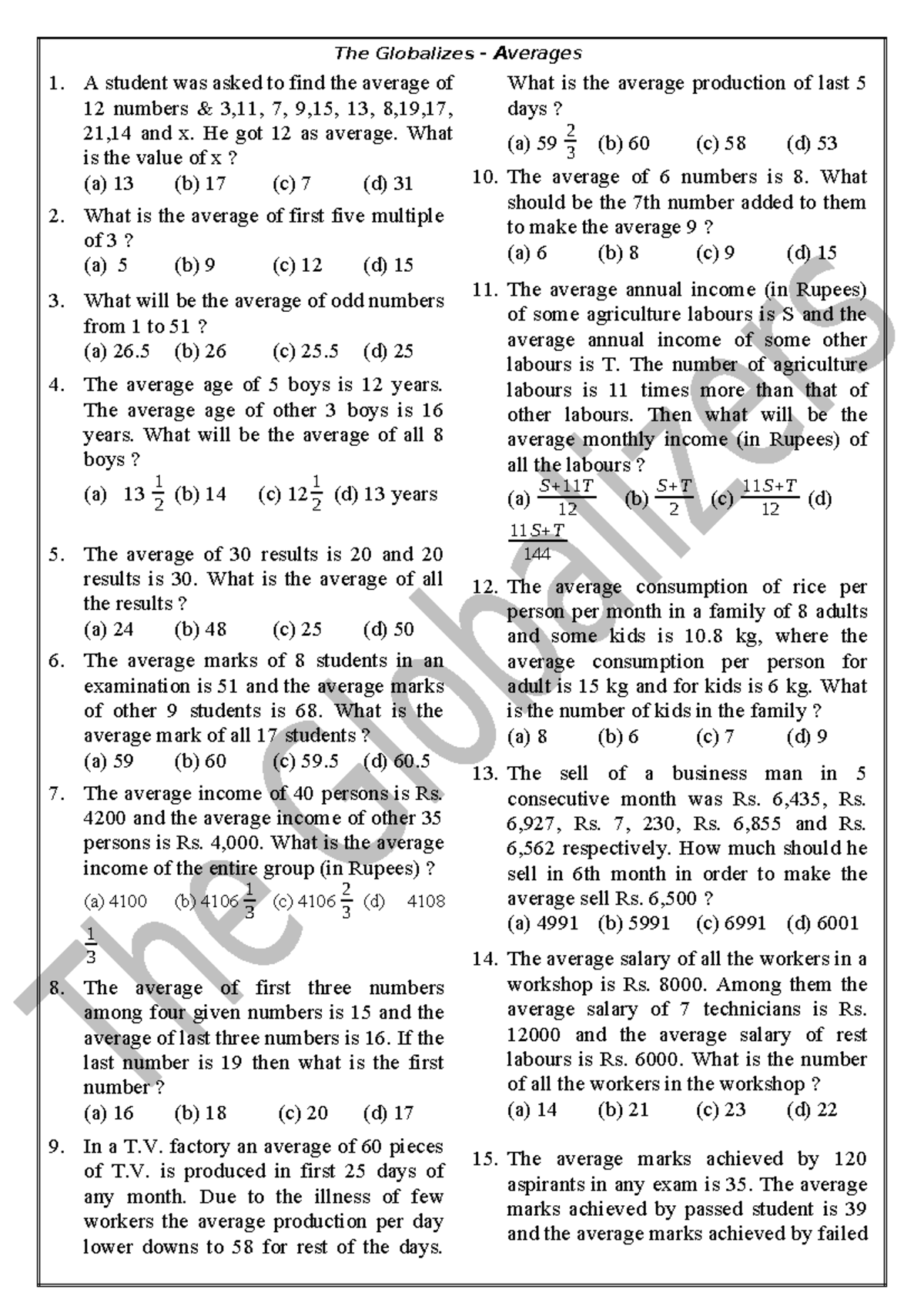 Average New - assignment - 1. A student was asked to find the average ...