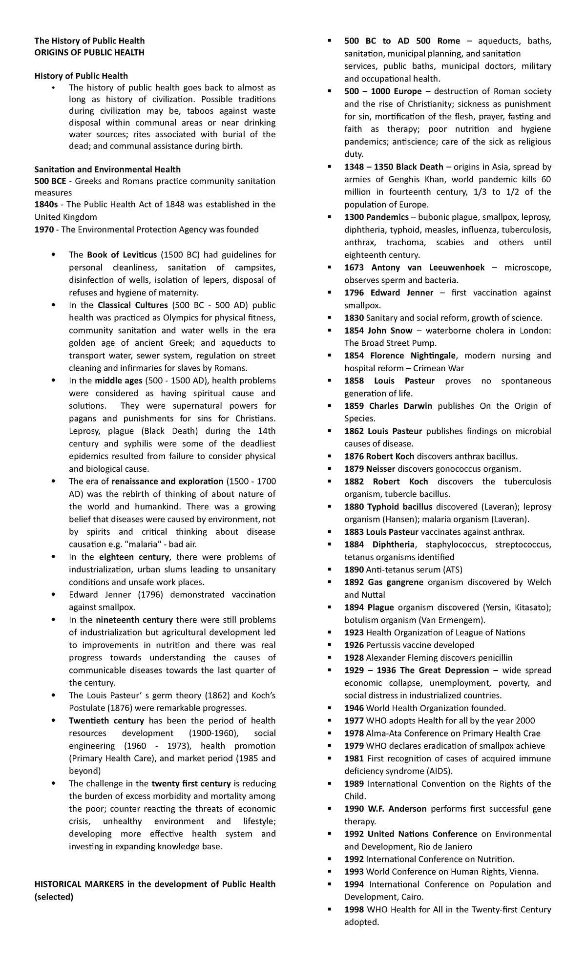 Public health topic 34 - The History of Public Health ORIGINS OF PUBLIC ...