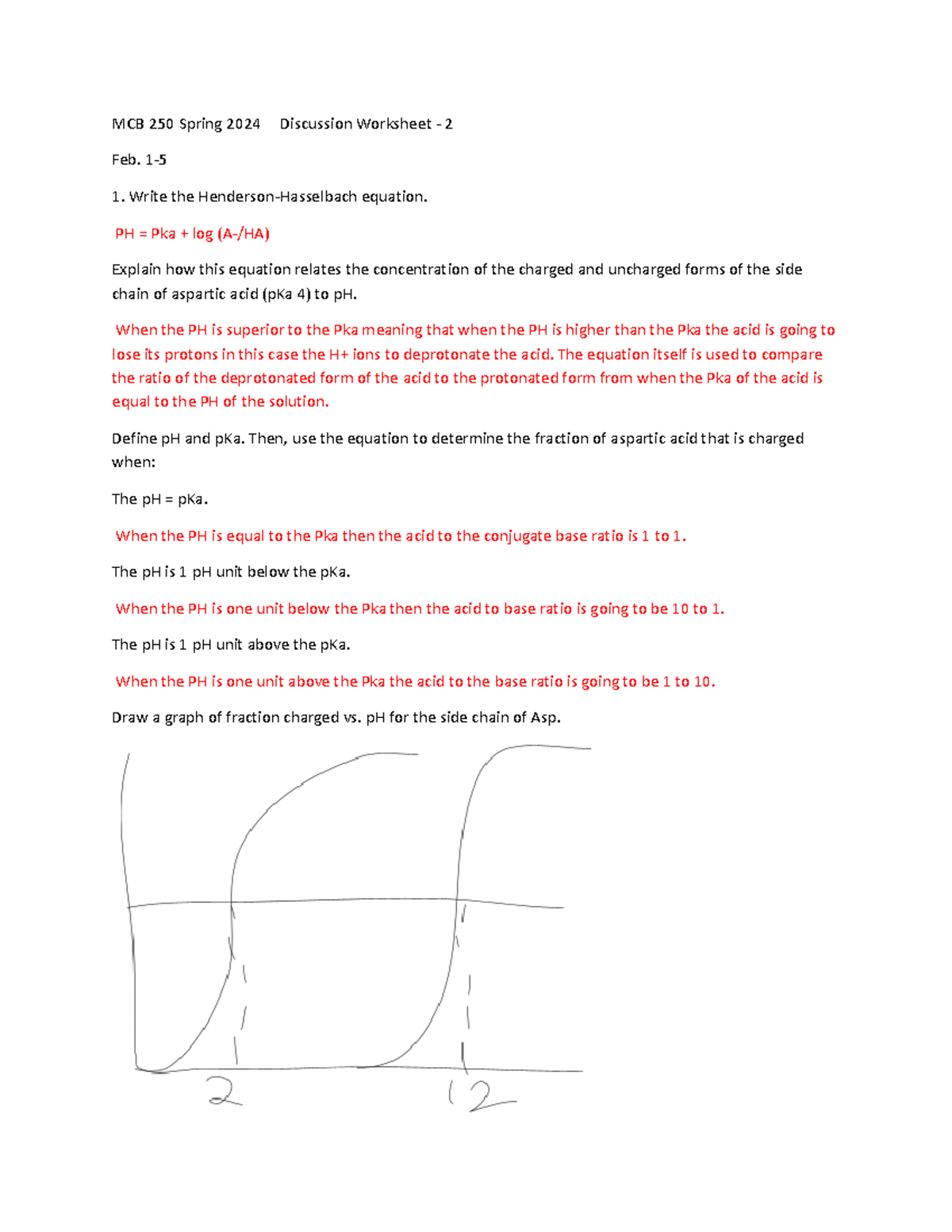 Ved Shah MCB Discussion Worksheet 2 - MCB 250 Spring 2024 Discussion ...