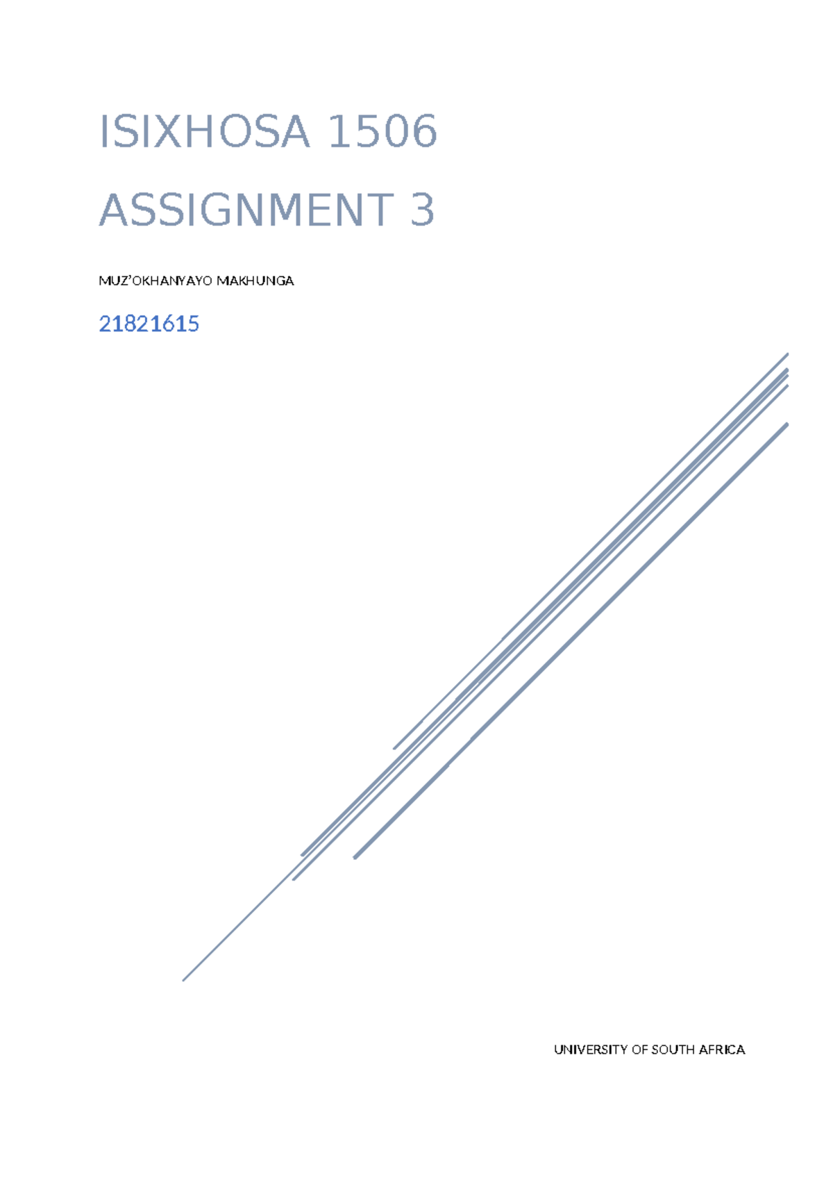 Xho portfolio - Xhosa 1506 exam 2024 - UNIVERSITY OF SOUTH AFRICA ...