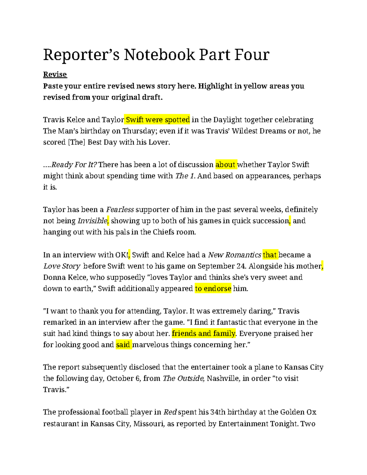 Reporter’s Notebook Part Four - Reporter’s Notebook Part Four Revise ...