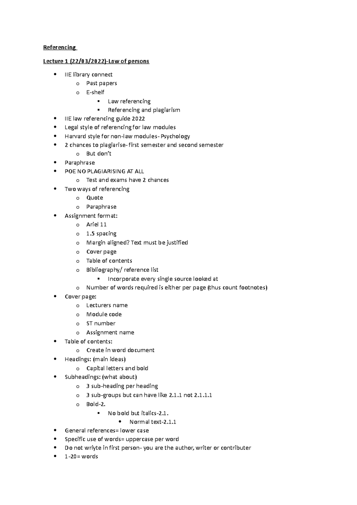 Referencing - how to law reference - Referencing Lecture 1 (22/03/2022 ...