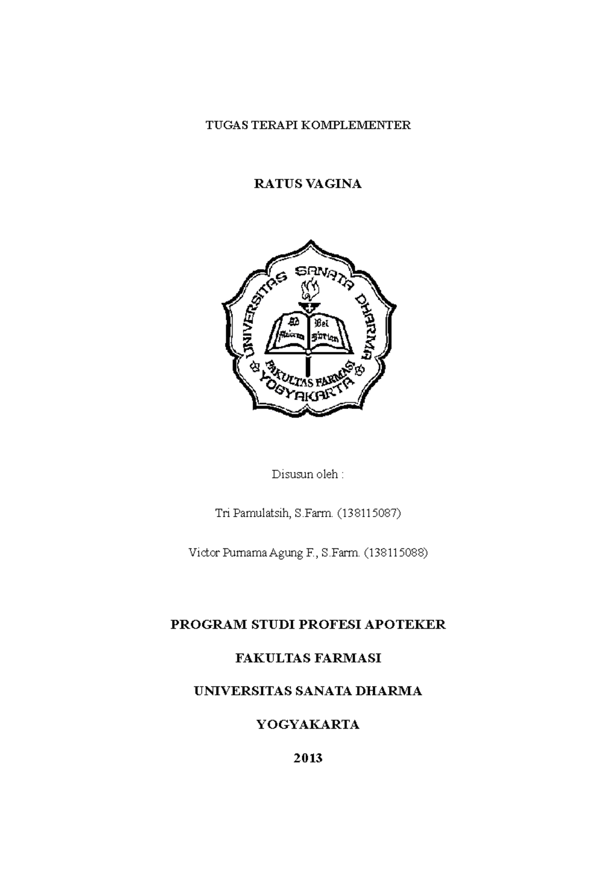 Ratus Vagina - Complementary therapy course notes - TUGAS TERAPI ...