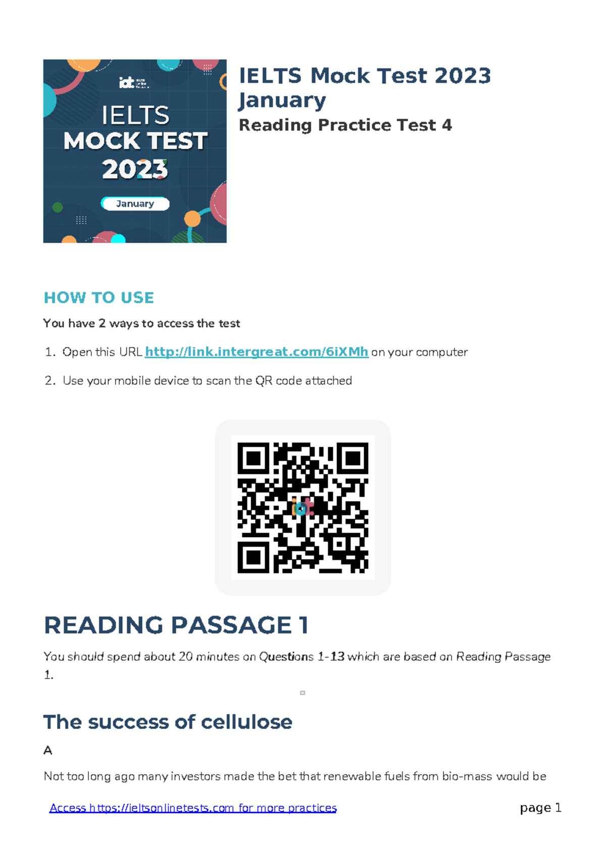 Reading 4 - dfgdfgdfgdfg - IELTS Mock Test 2023 January Reading ...