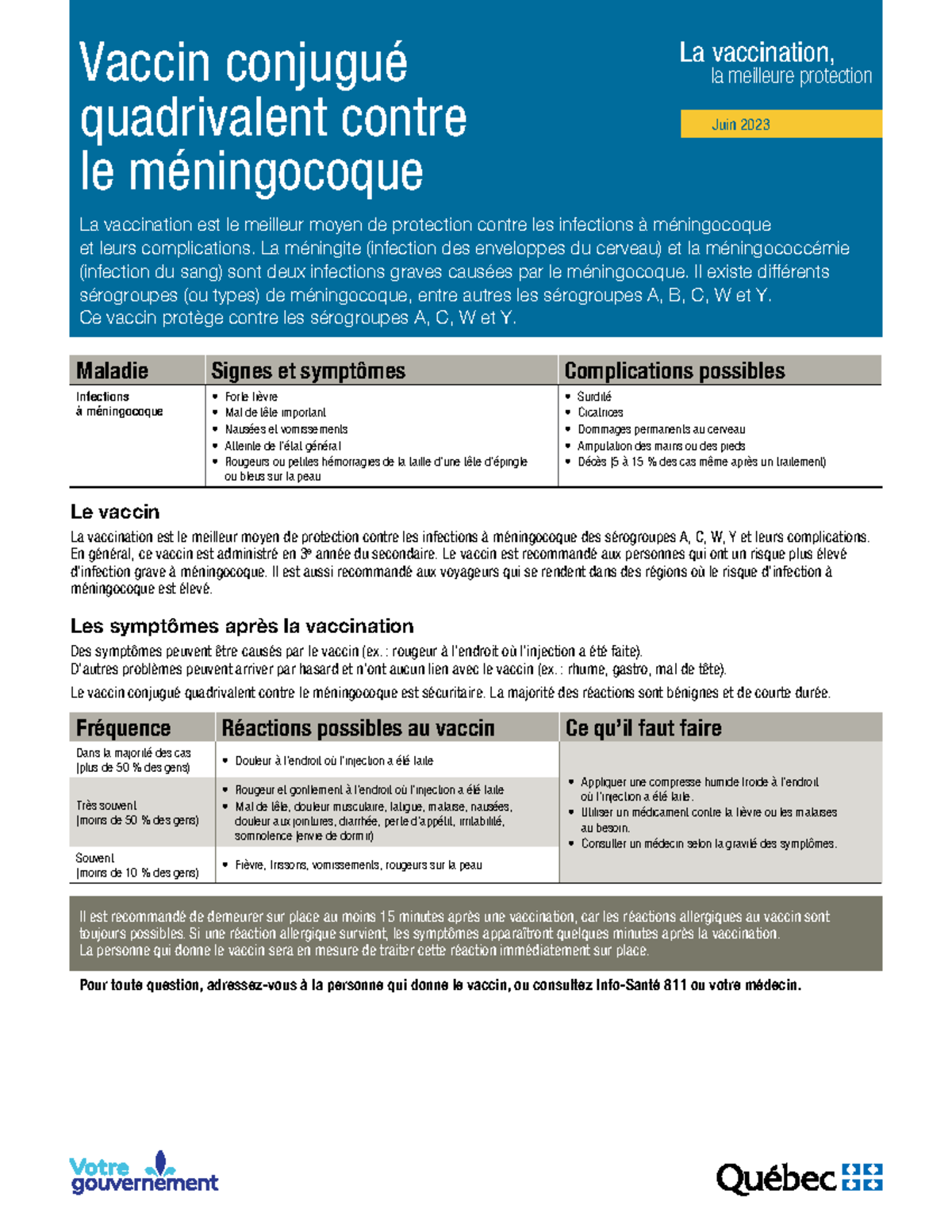 Feuillet d'information Men ACYW - La vaccination, la meilleure ...