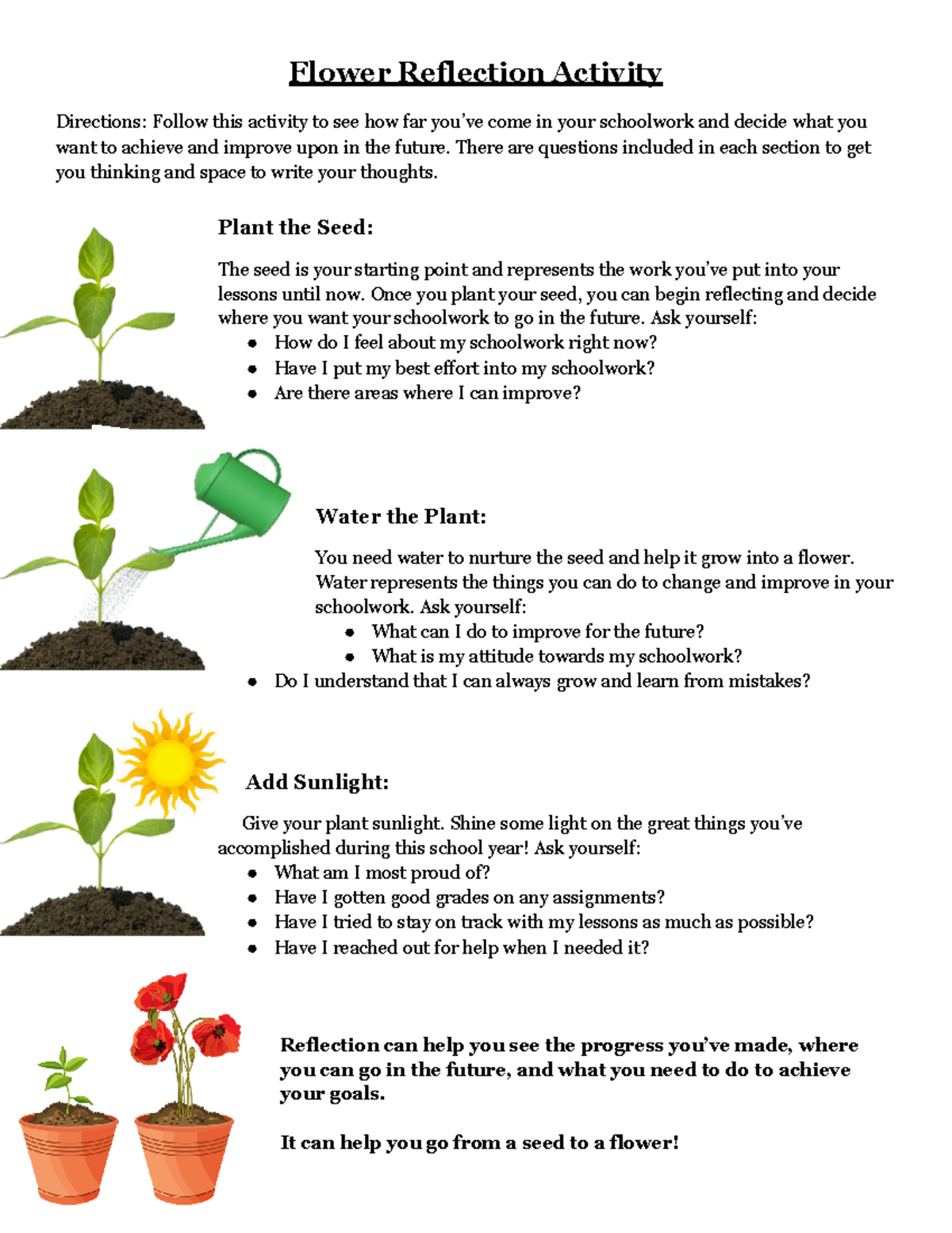 Flower+Reflection+Activity - Flower Reflection Activity Directions ...