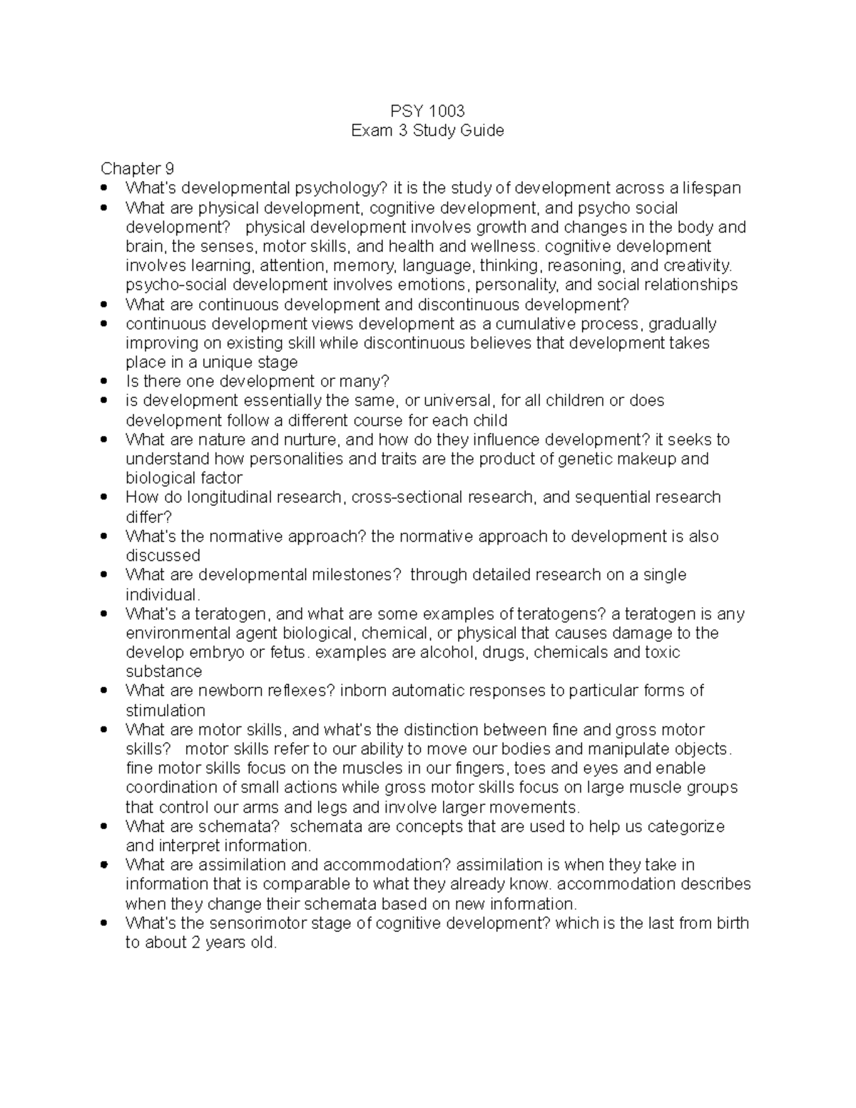 Exam 3 Study Guide - practice materials - PSY 1003 Exam 3 Study Guide Chapter 9 What’s - Studocu