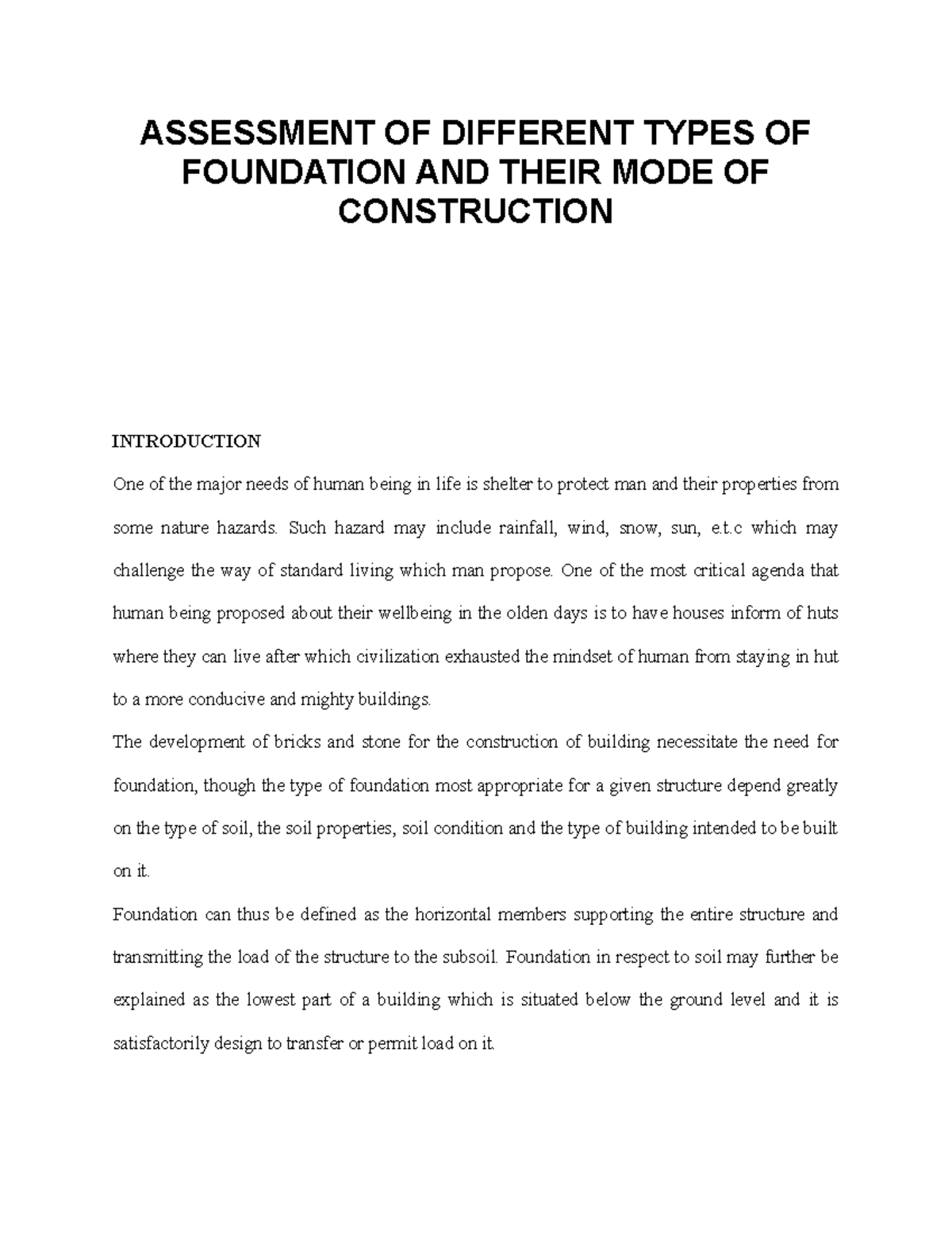 Assessment OF Different Types OF Foundation AND Their MODE OF ...