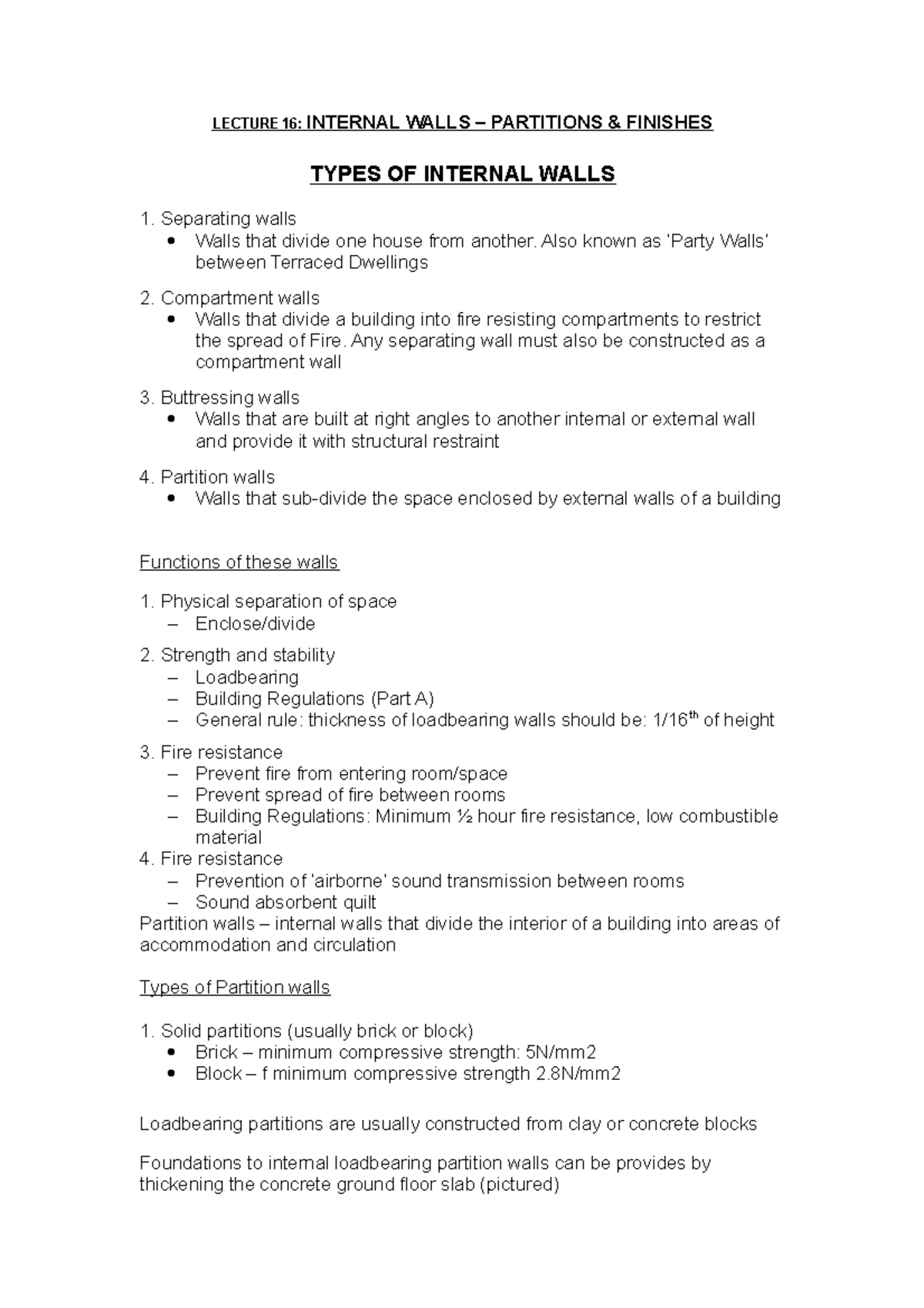 CE1CCT Lecture 16 - LECTURE 16: INTERNAL WALLS – PARTITIONS & FINISHES ...