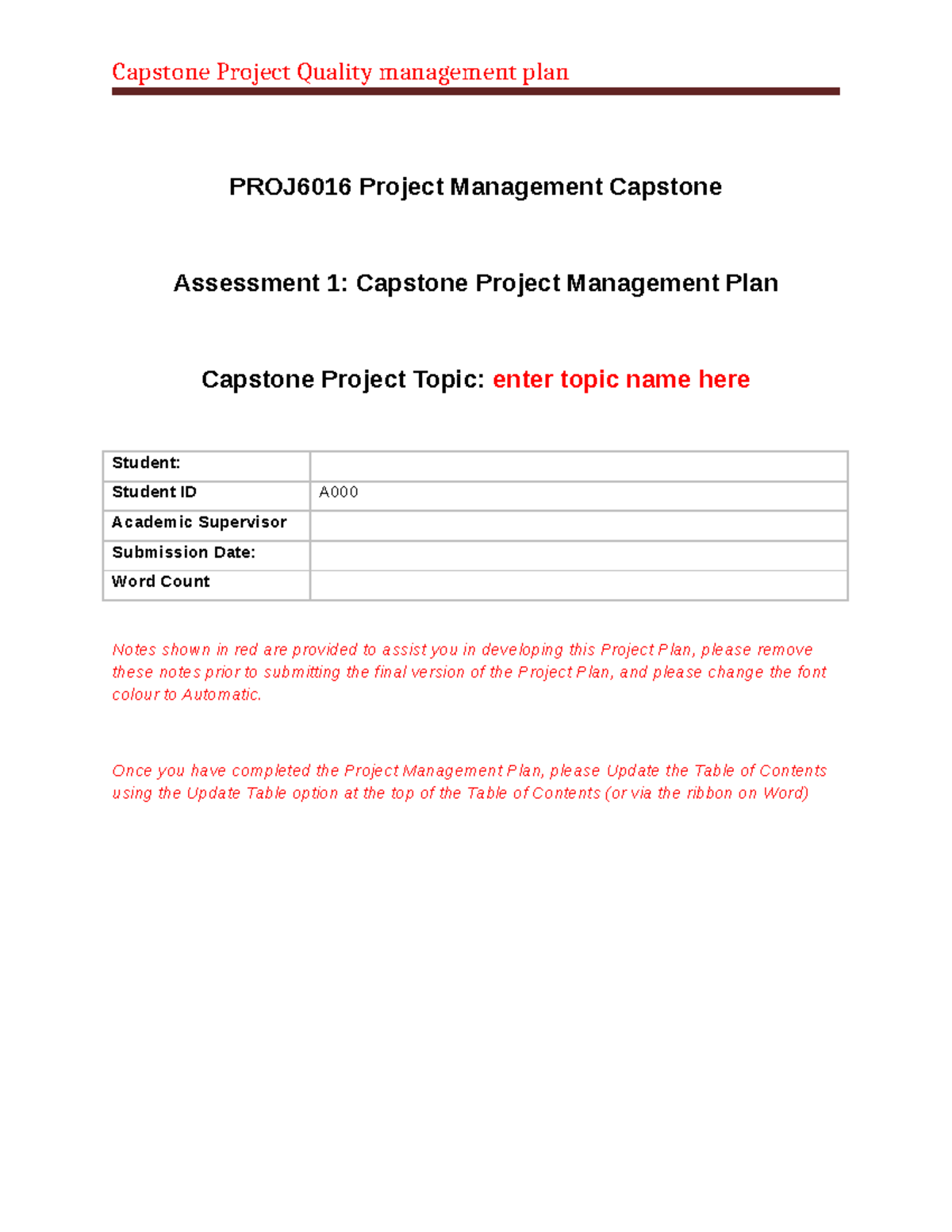 PROJ6016 Capstone Project Plan 4 Quality management techniques in large ...