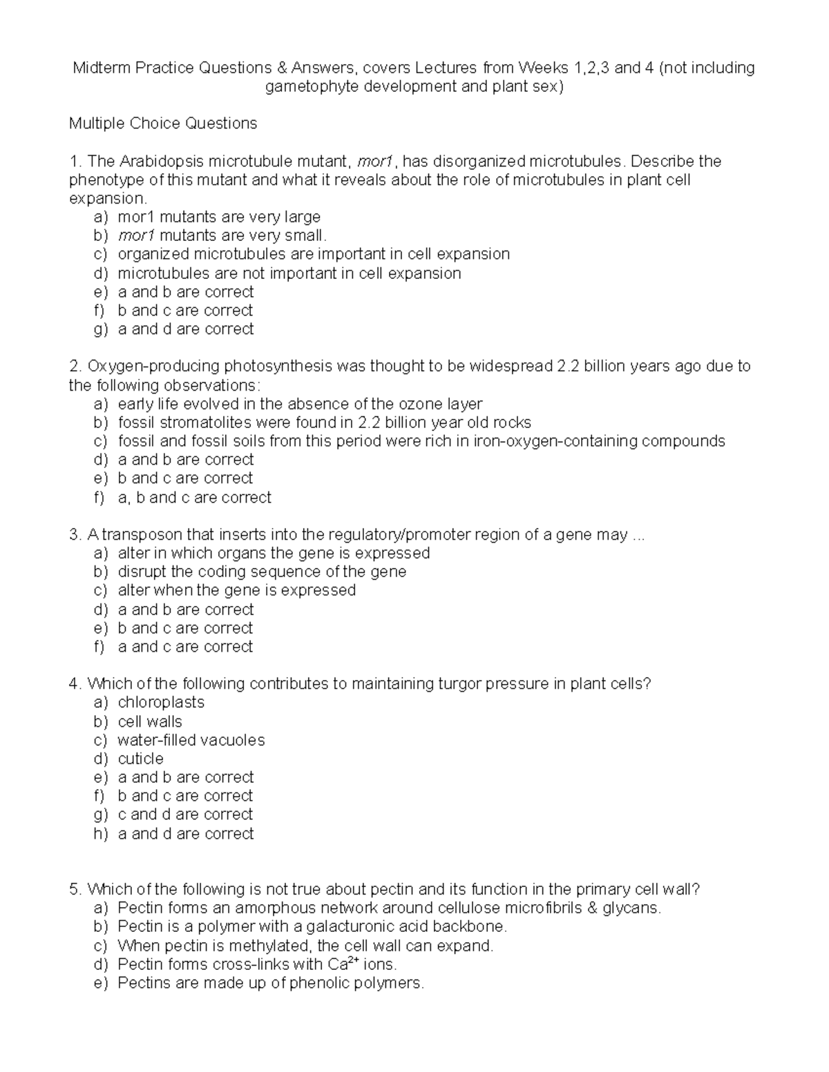 Midterm Practice Qs-23 - Midterm Practice Questions & Answers, covers Lectures from Weeks 1,2,3 ...