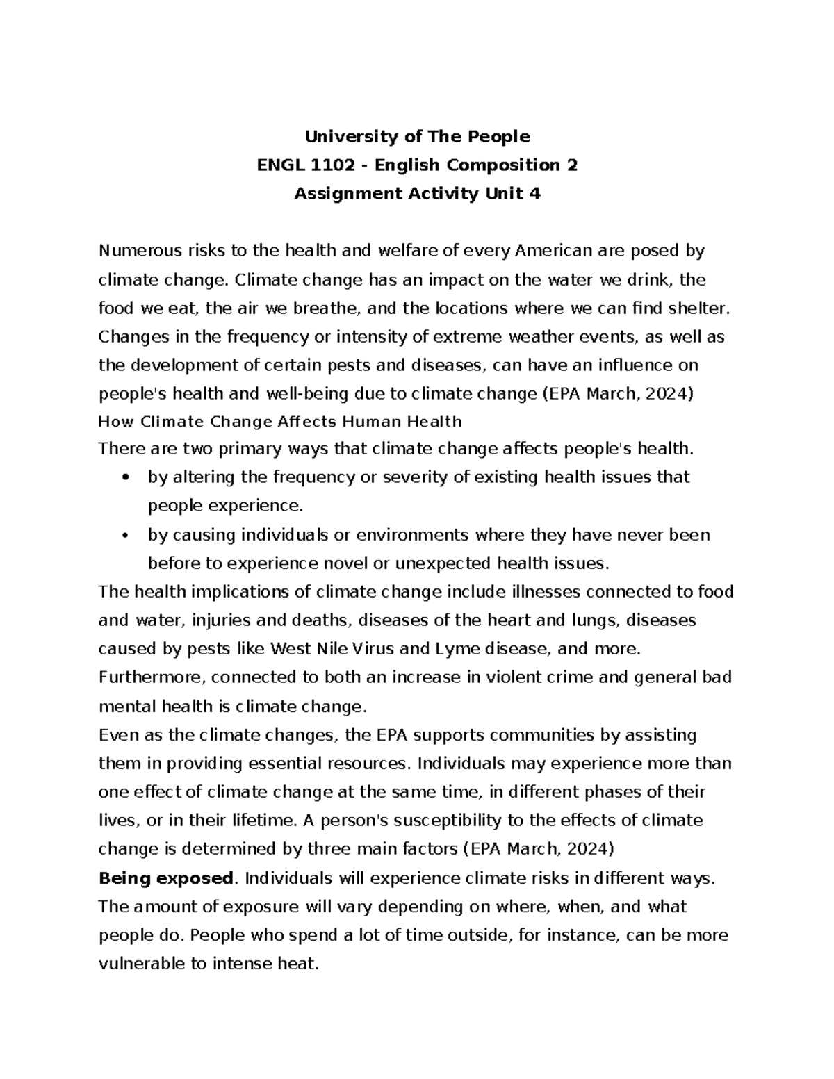 ENGL 1102 - English Composition 2 Assignment Imit 4 - University of The ...