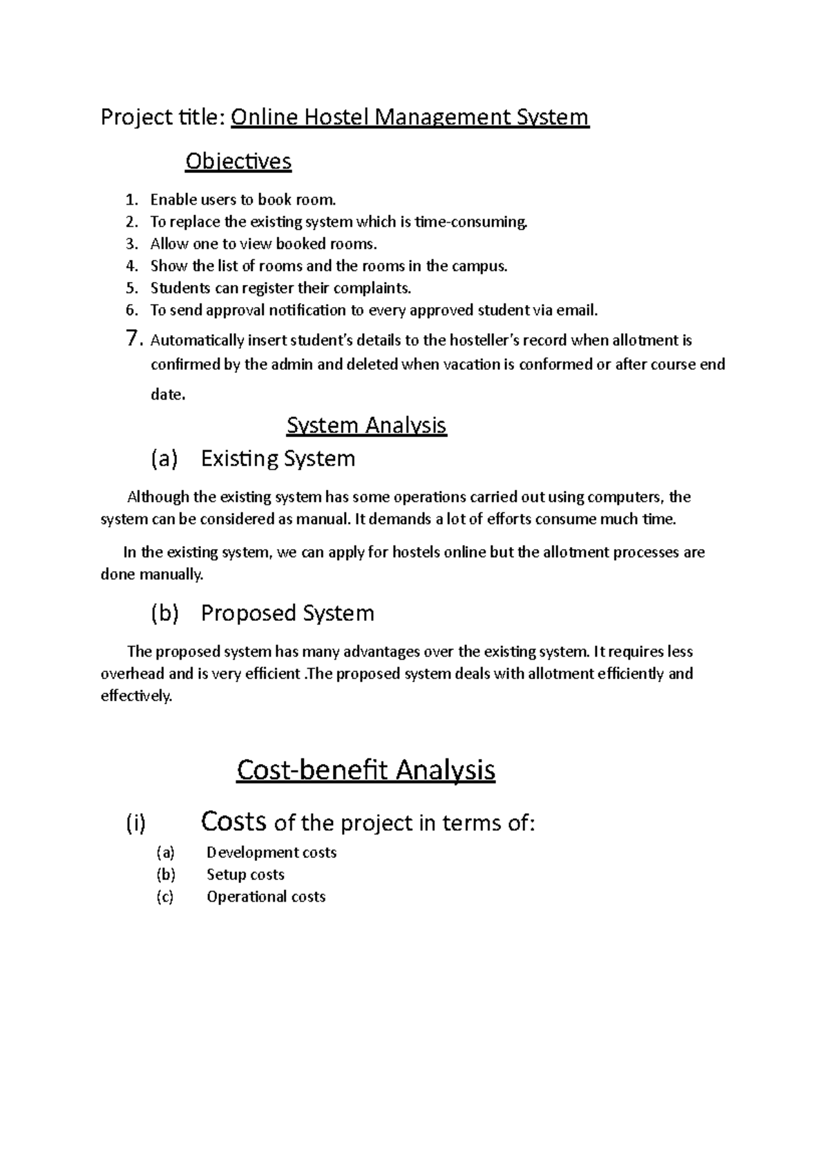 Project title - To replace the existing system which is time-consuming ...