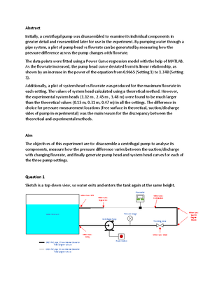 Pipe Flow Practical - ENGR30002 Fluid Mechanics Practical 1: Fluid Flow ...