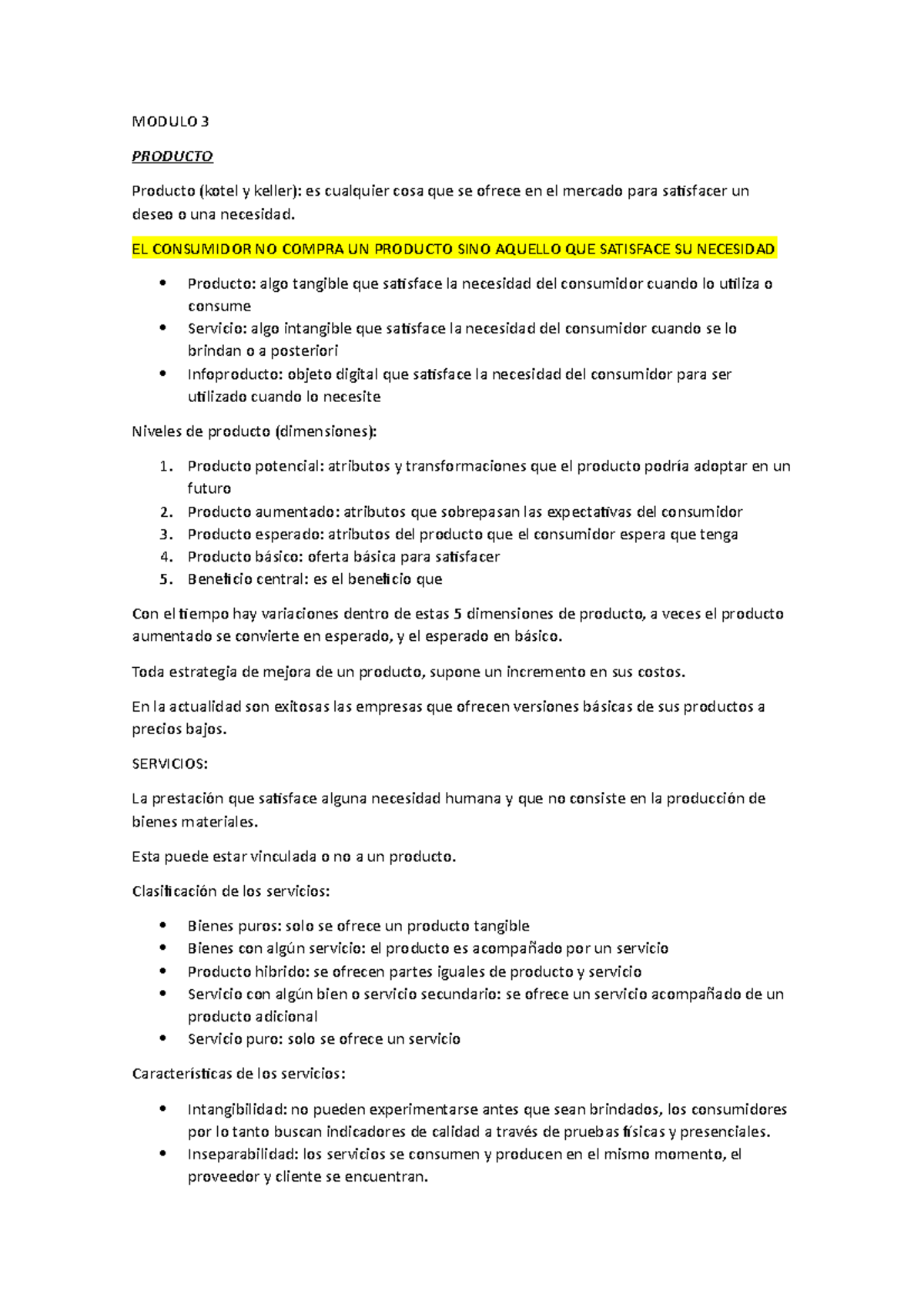 Modulo 3 completo resumen hecho por mi - MODULO 3 PRODUCTO Producto (kotel y keller): es ...
