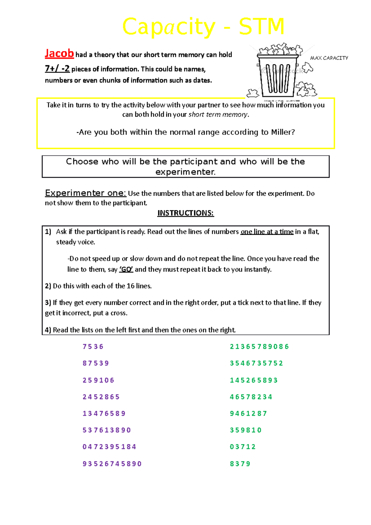 STM Capacity (Carousel -Task 1) - Jacob had a theory that our short ...