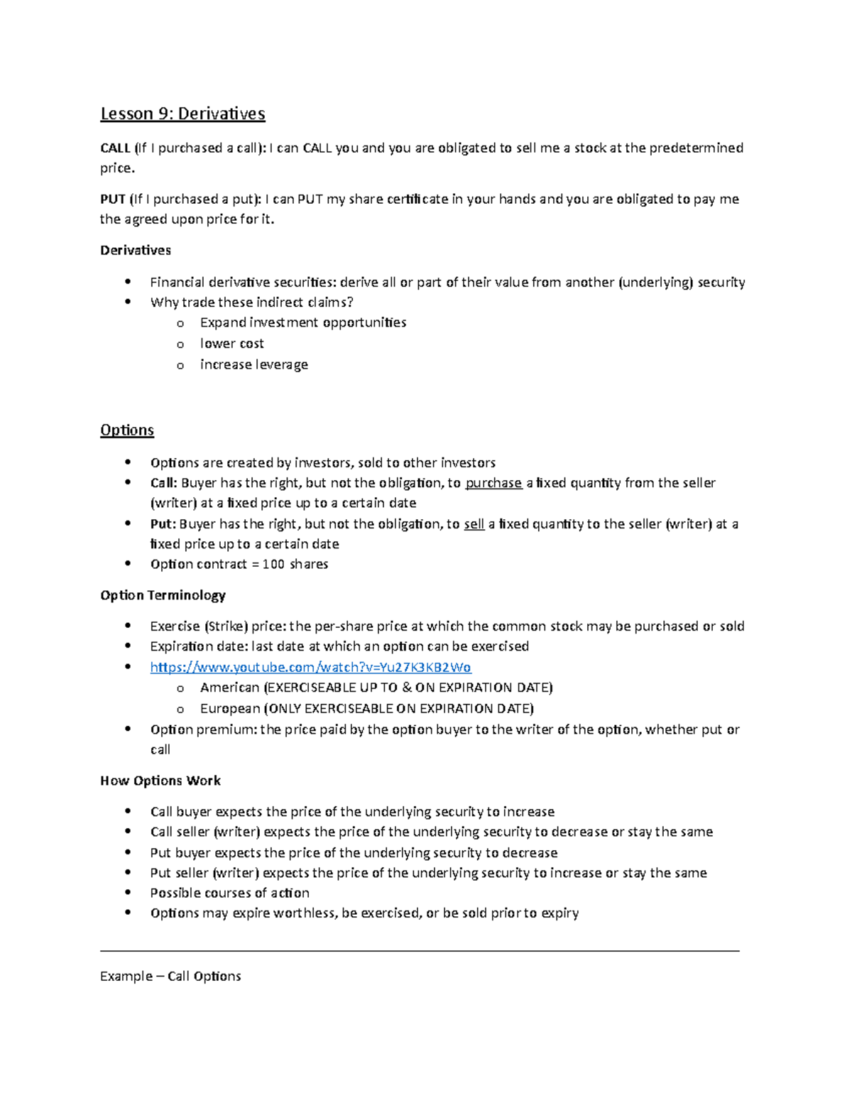 Lesson 9 - Derivatives - Mos 1023 with Robert Pilling - Lesson 9 ...