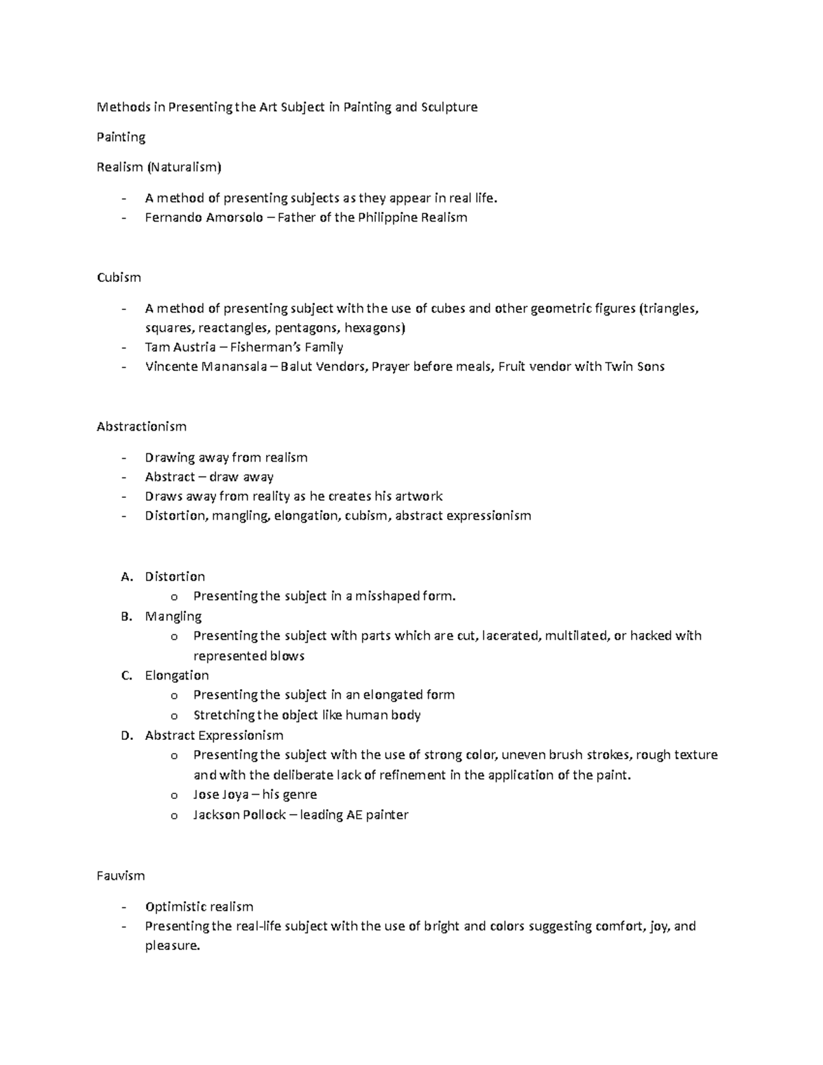 CPAR - Methods in Presenting the Art Subject in Painting and Sculpture ...