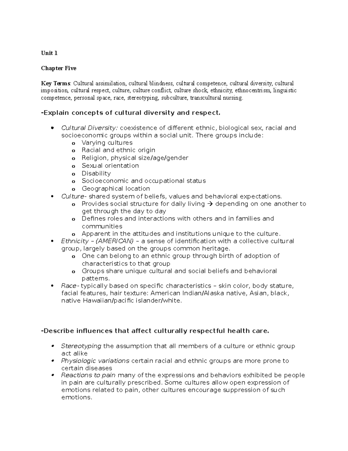 Unit1 chapter 5 - unit 1 chap 5 lecture notes - Unit 1 Chapter Five Key ...