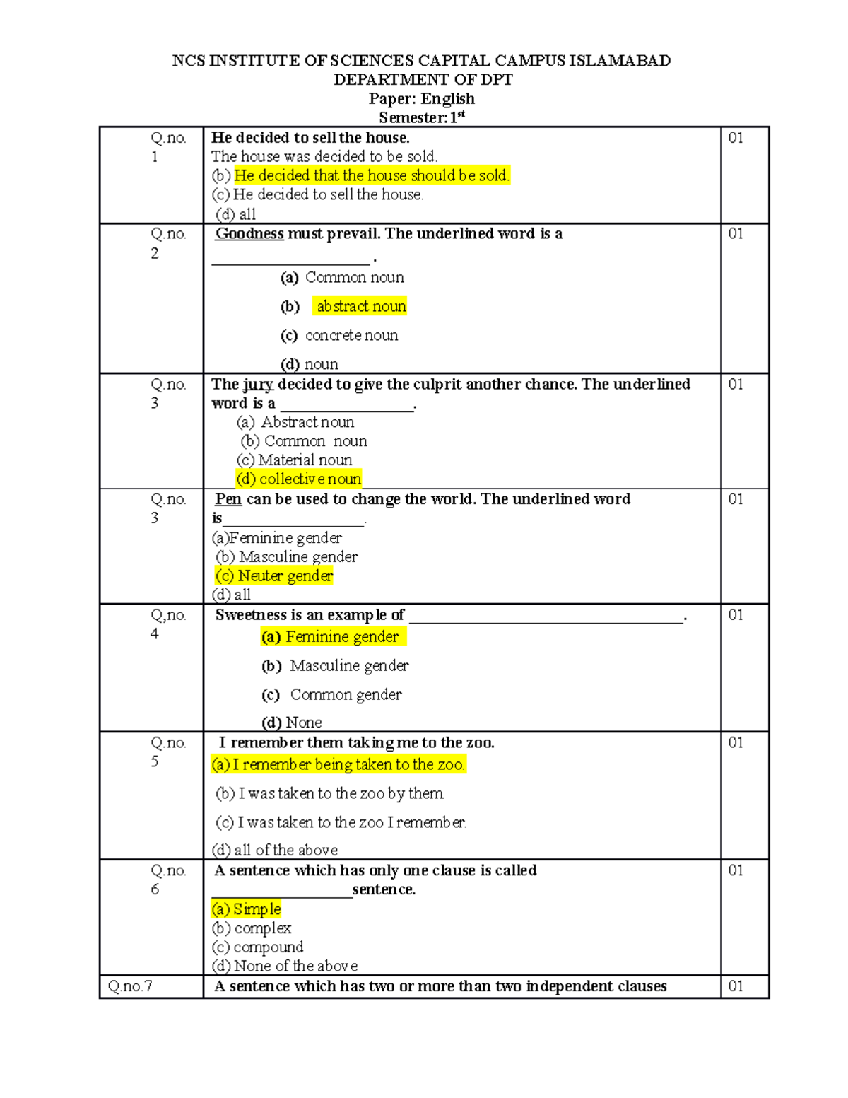 DPT English paper 002 - mcq related to final preparation - NCS INSTITUTE OF SCIENCES CAPITAL ...