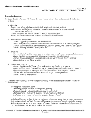Chapter 2 - Operation Management - CHAPTER 2 STRATEGY AND SUSTAINABILITY Discussion Questions ...
