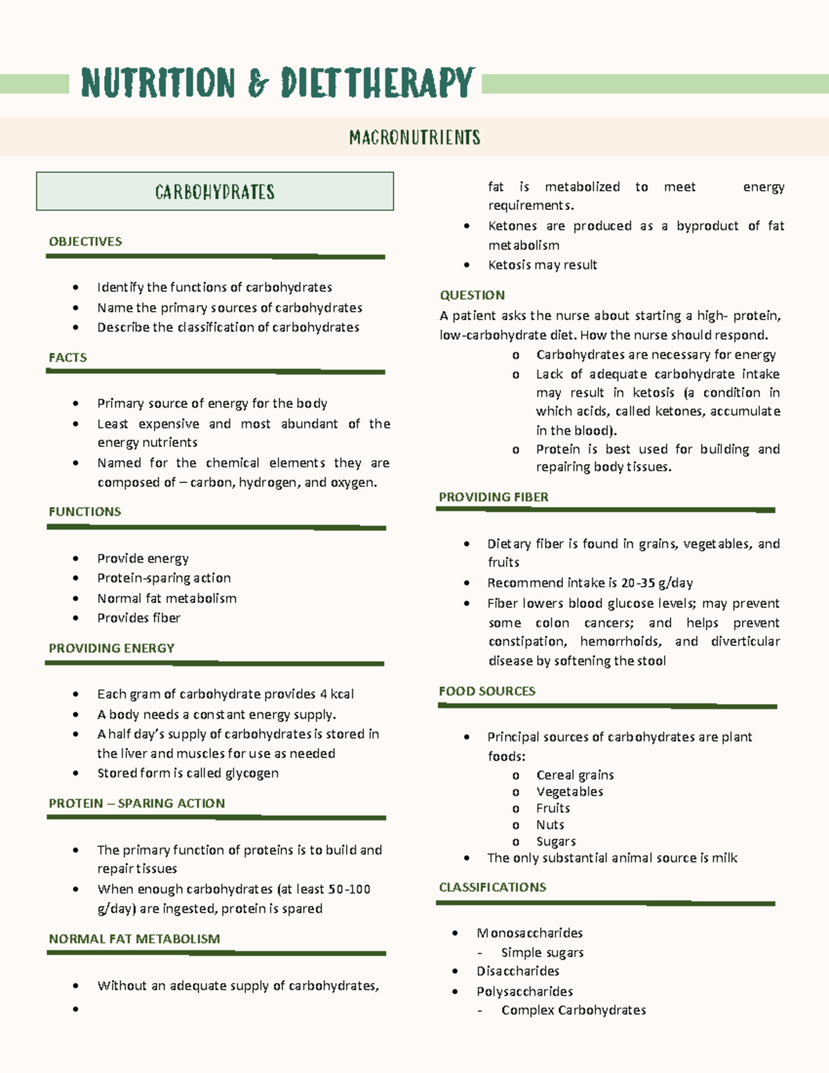 Macronutrients Nutrition and Diet Therapy - NUTRITION & DIET THERAPY ...