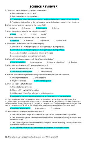 Entrance Exam Reviewer - SCIENCE Directions: This Science subtest will ...