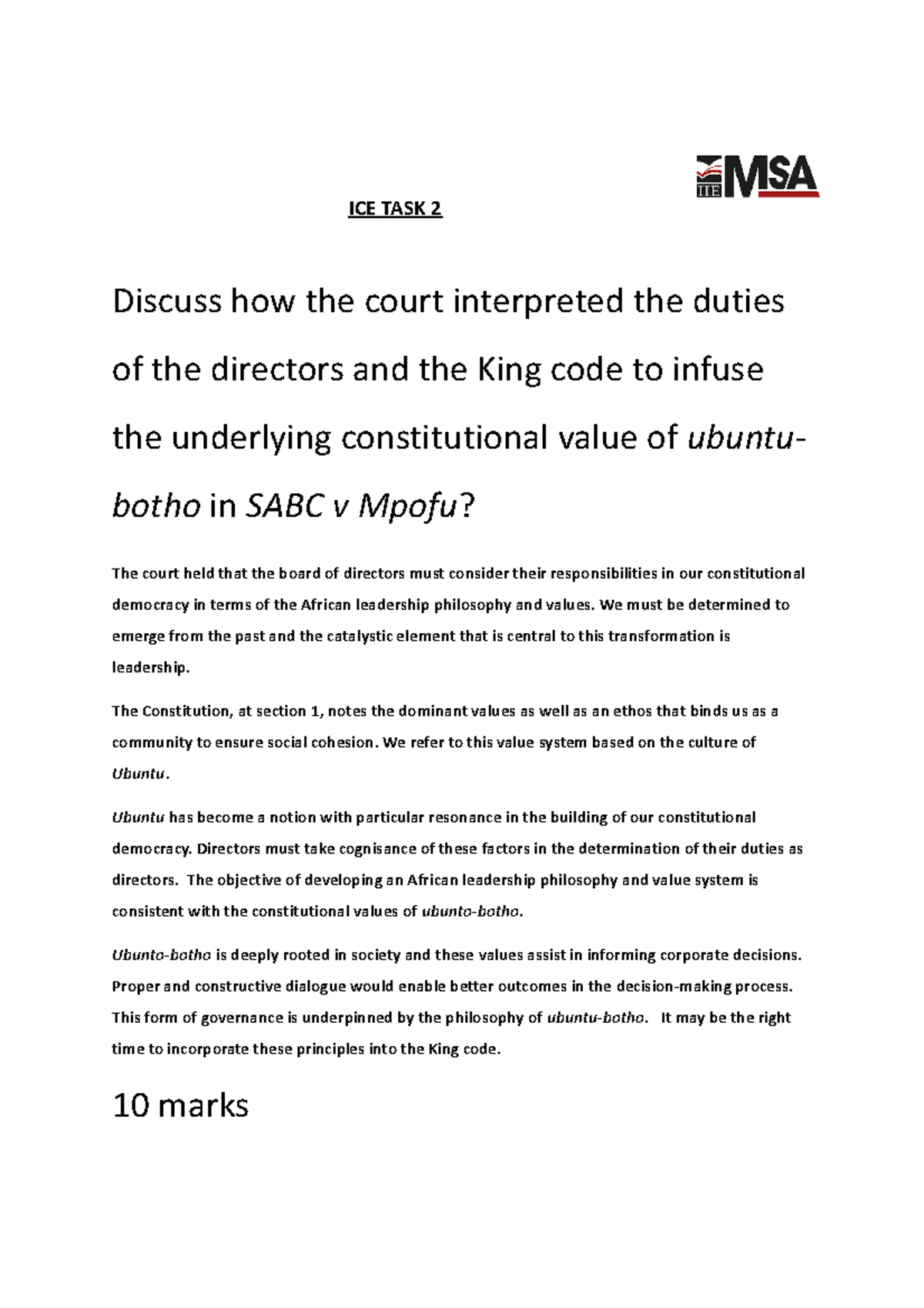 Ice Task 2- Memo GOET - TUTORIAL - ICE TASK 2 Discuss how the court ...