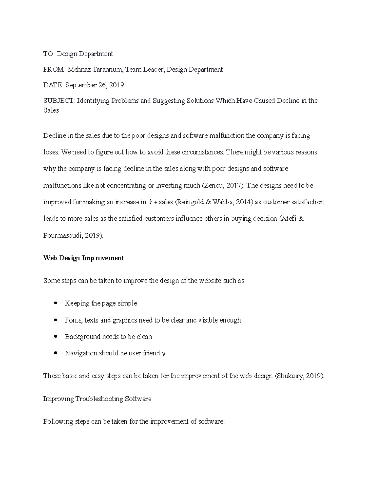 Memo - This is a format of the official Memo - TO: Design Department ...