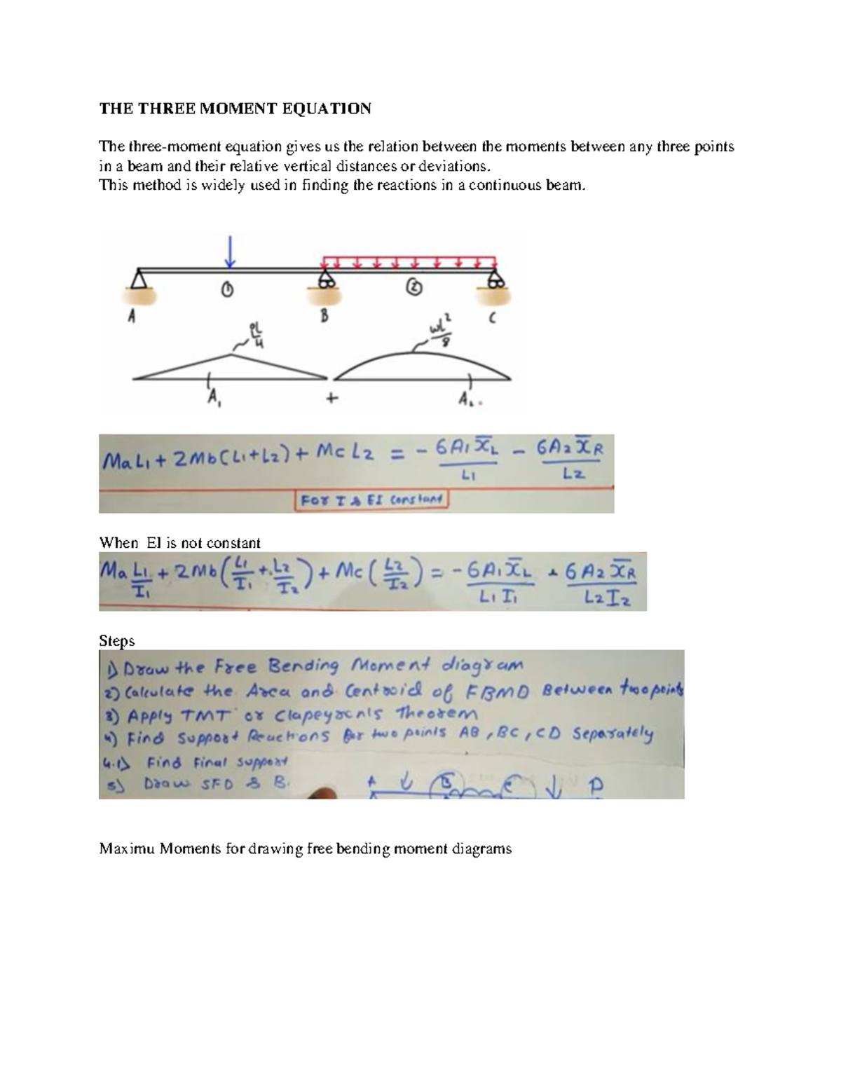 indeterminate structures - THE THREE MOMENT EQUATION The three-moment ...