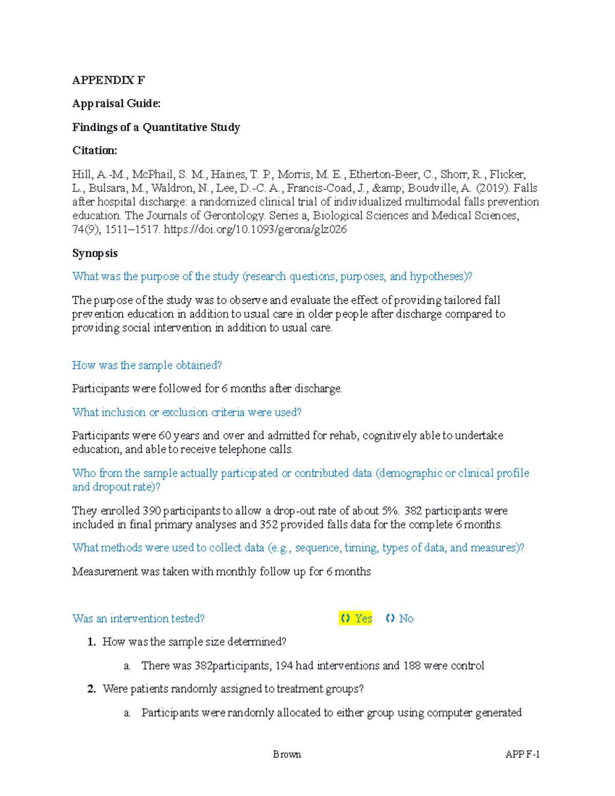 Quantitative Review - APPENDIX F Appraisal Guide: Findings of a ...