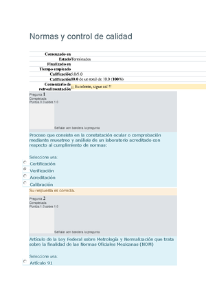 Normas y control de calidad ultimo examen - Normas y control de calidad 1. Mis cursos 2. Normas ...