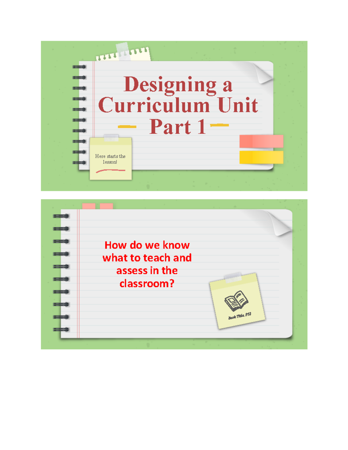 Designing Curriculum Part 1 - Designing a Curriculum Unit Part 1 Here ...