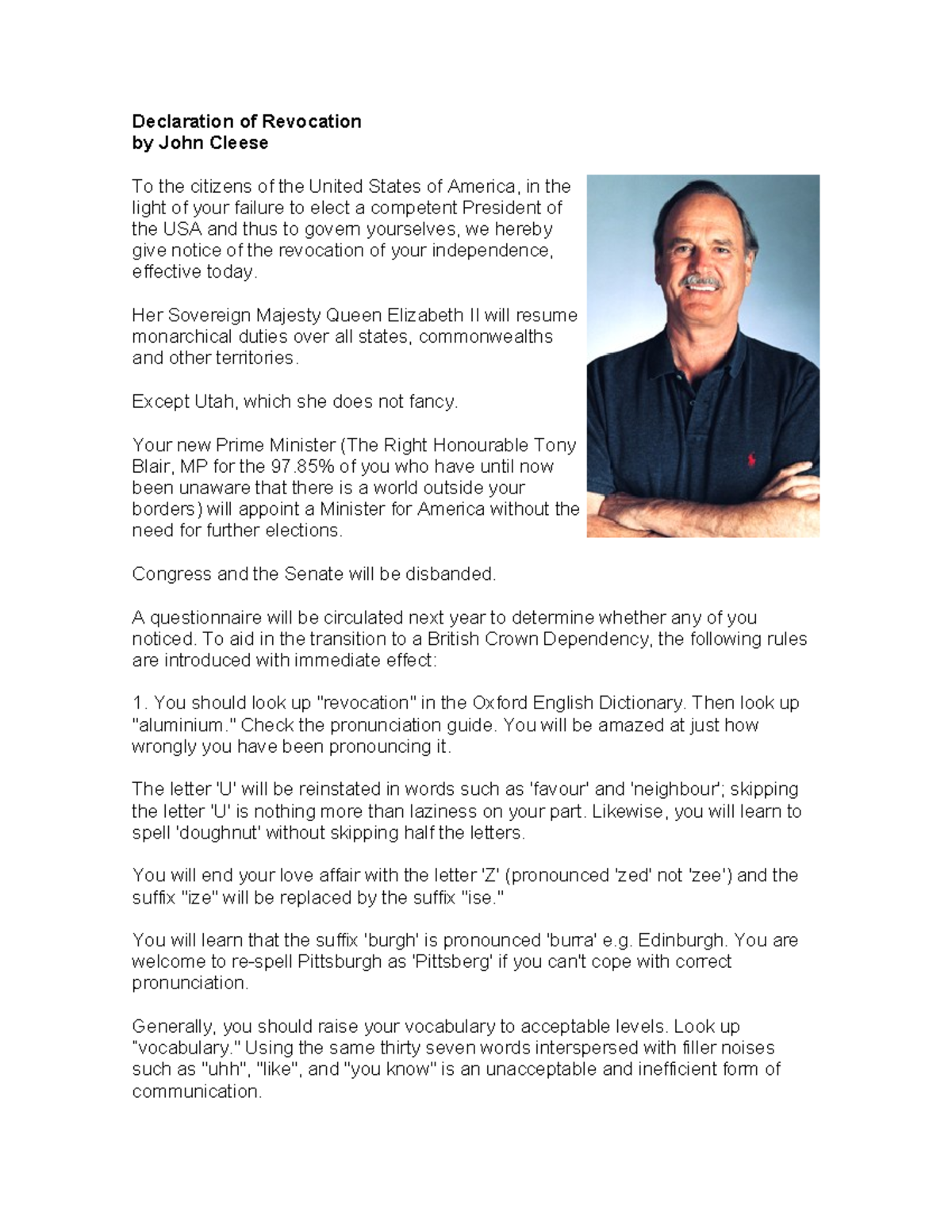 Declaration of Revocation - Her Sovereign Majesty Queen Elizabeth II ...