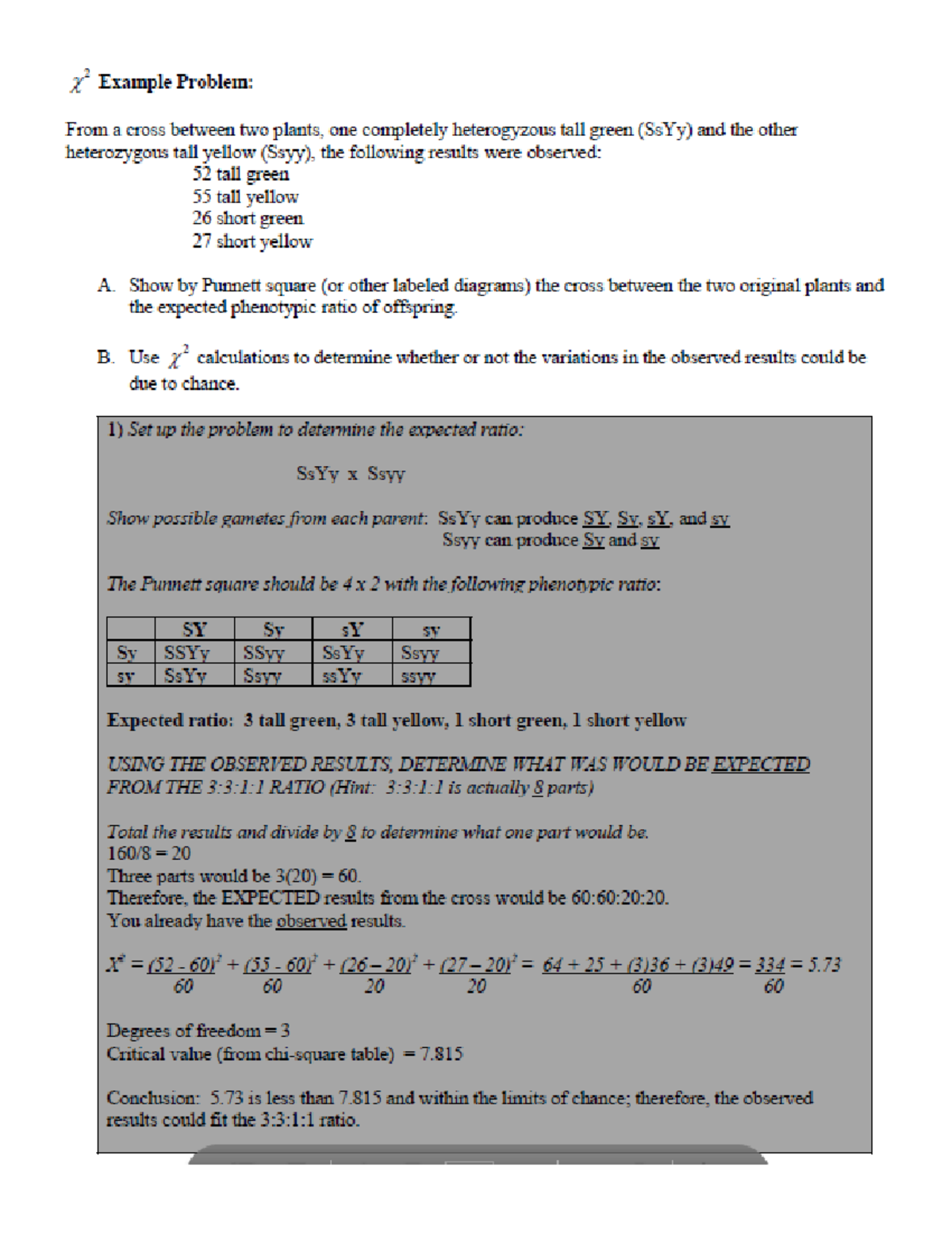 Asher Hubble - Chi Square Practice Problems - AP Biology Name ...