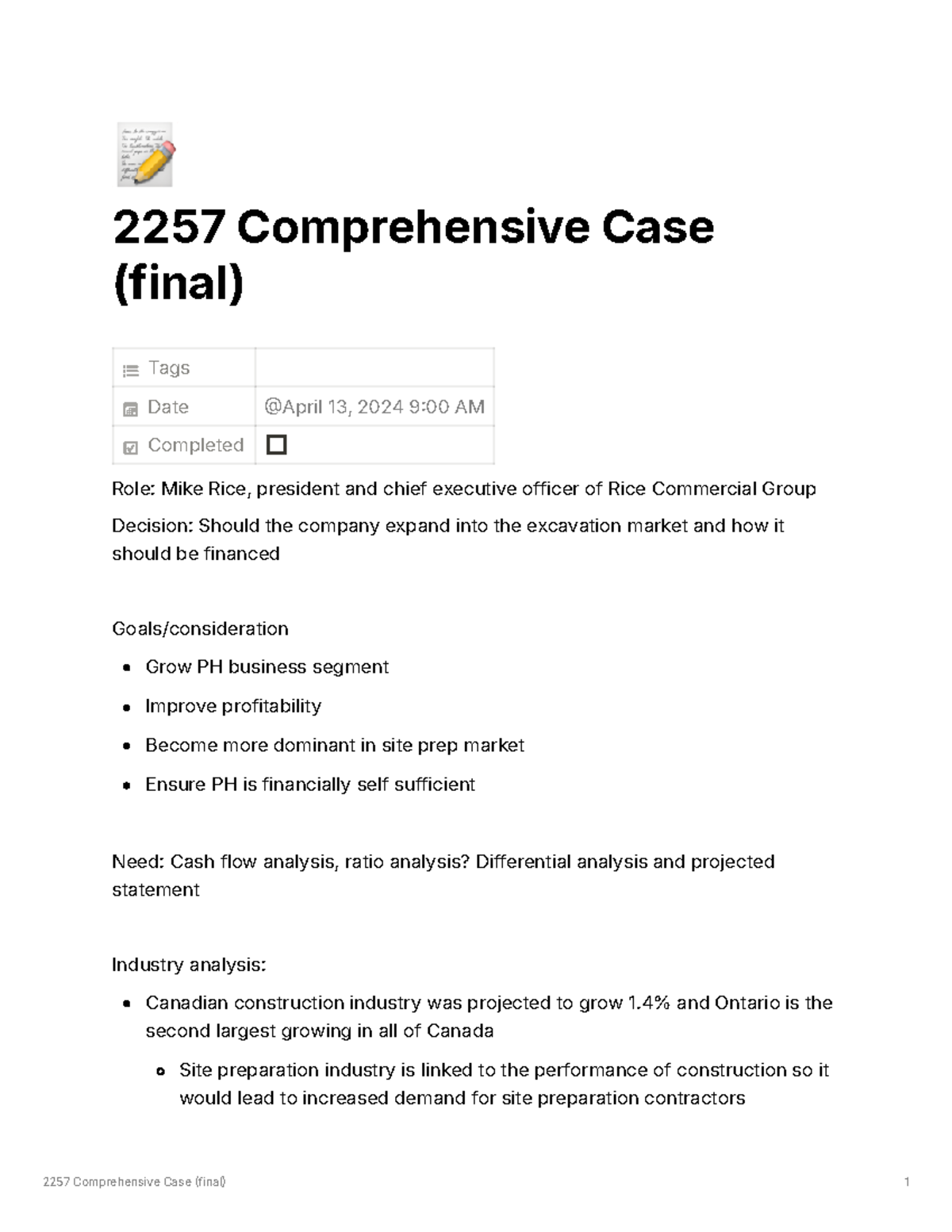 2257 Final Comprehensive Case - 📝 2257 Comprehensive Case (final) Tags Date Completed Role: Mike ...